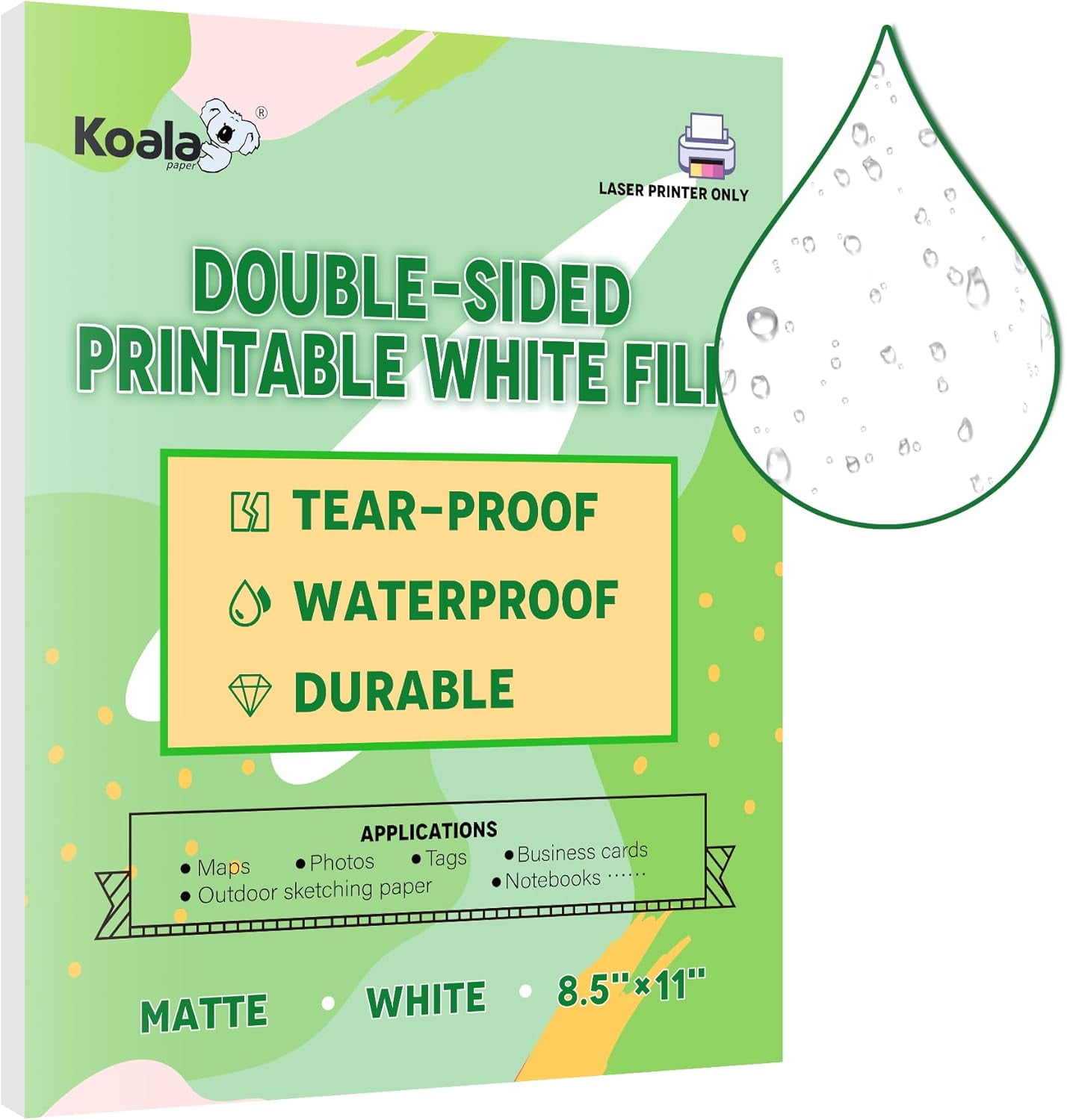 Koala Waterproof Paper for Laser Printer, Tearproof Printer Paper ...