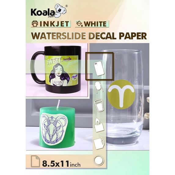 Koala Waterslide Decal Paper Inkjet White 8.5x11 Water Slide Transfer ...