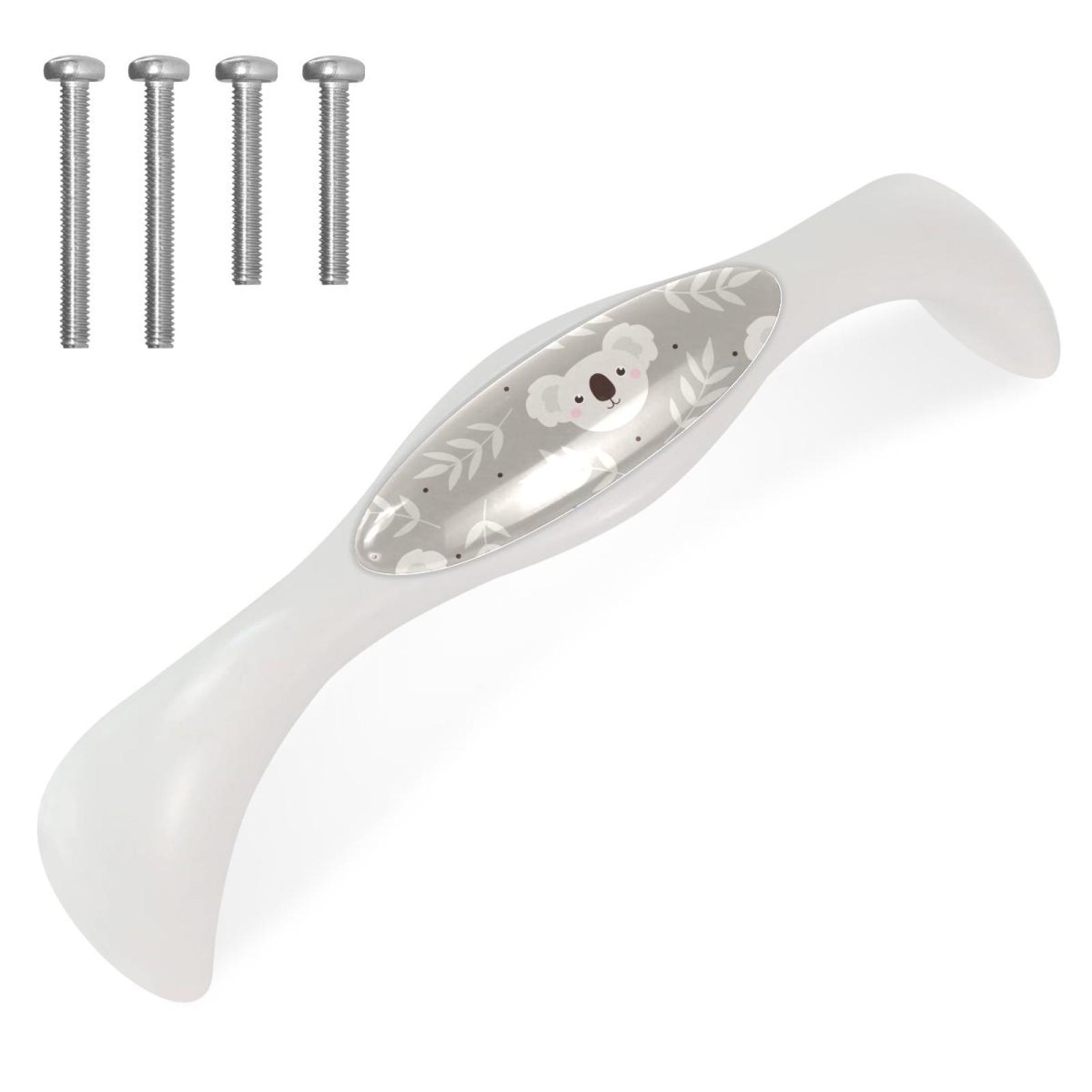 Koala and Leaves Knob 4 Pack Arched Drawer Pulls Crystal Glass White ...