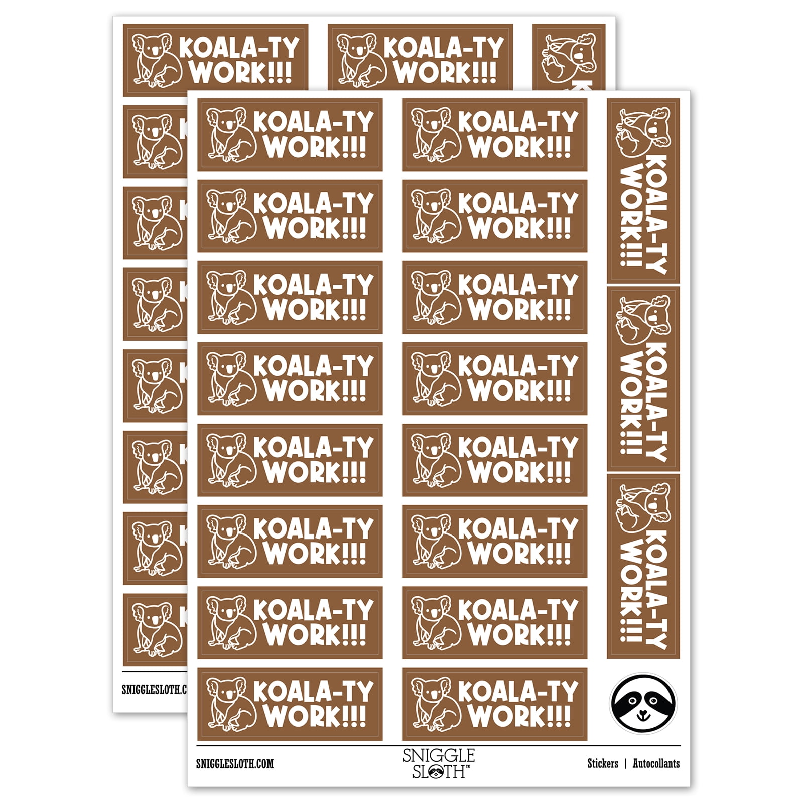 Koala-ty Quality Work Teacher Student School Sticker Set - Brown ...