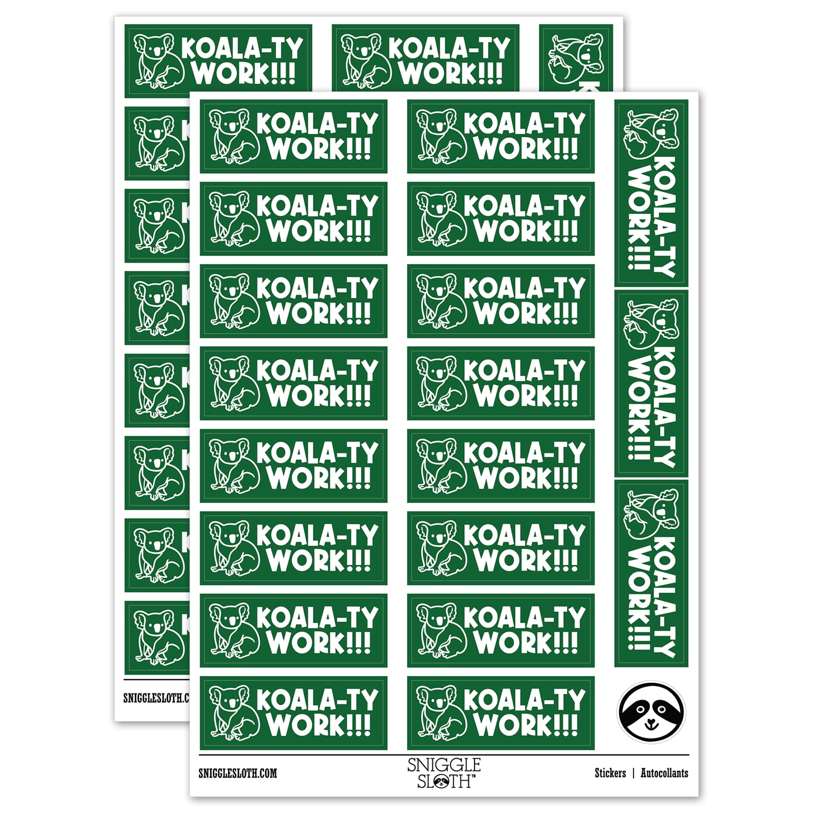Koala-ty Quality Work Teacher Student School Sticker Set - Dark Green ...