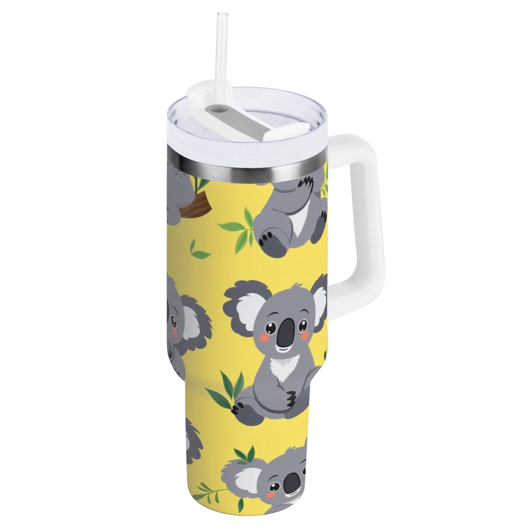 Koala with Leaf 40 oz Tumbler with Handle and Straw Lid Vacuum ...