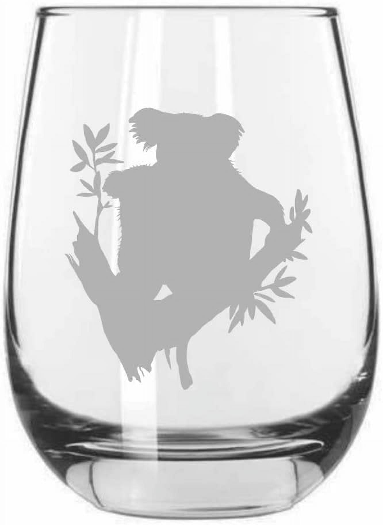 Koala with Mom in Tree Zoo Animal Themed Etched 15.25oz Libbey Stemless ...