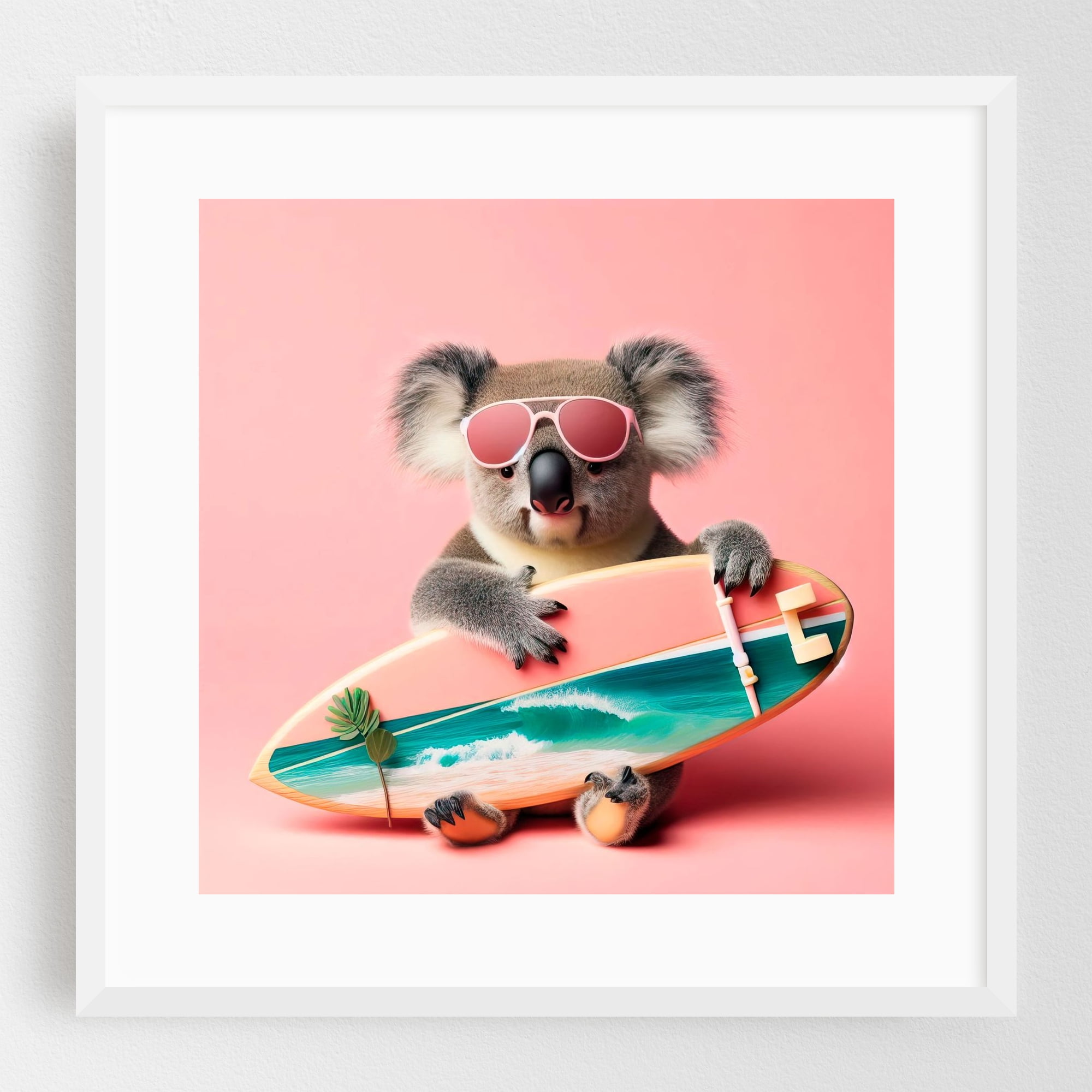 Koala with surfboard - Photography Surfboard Humor Animal Pastel Beach ...