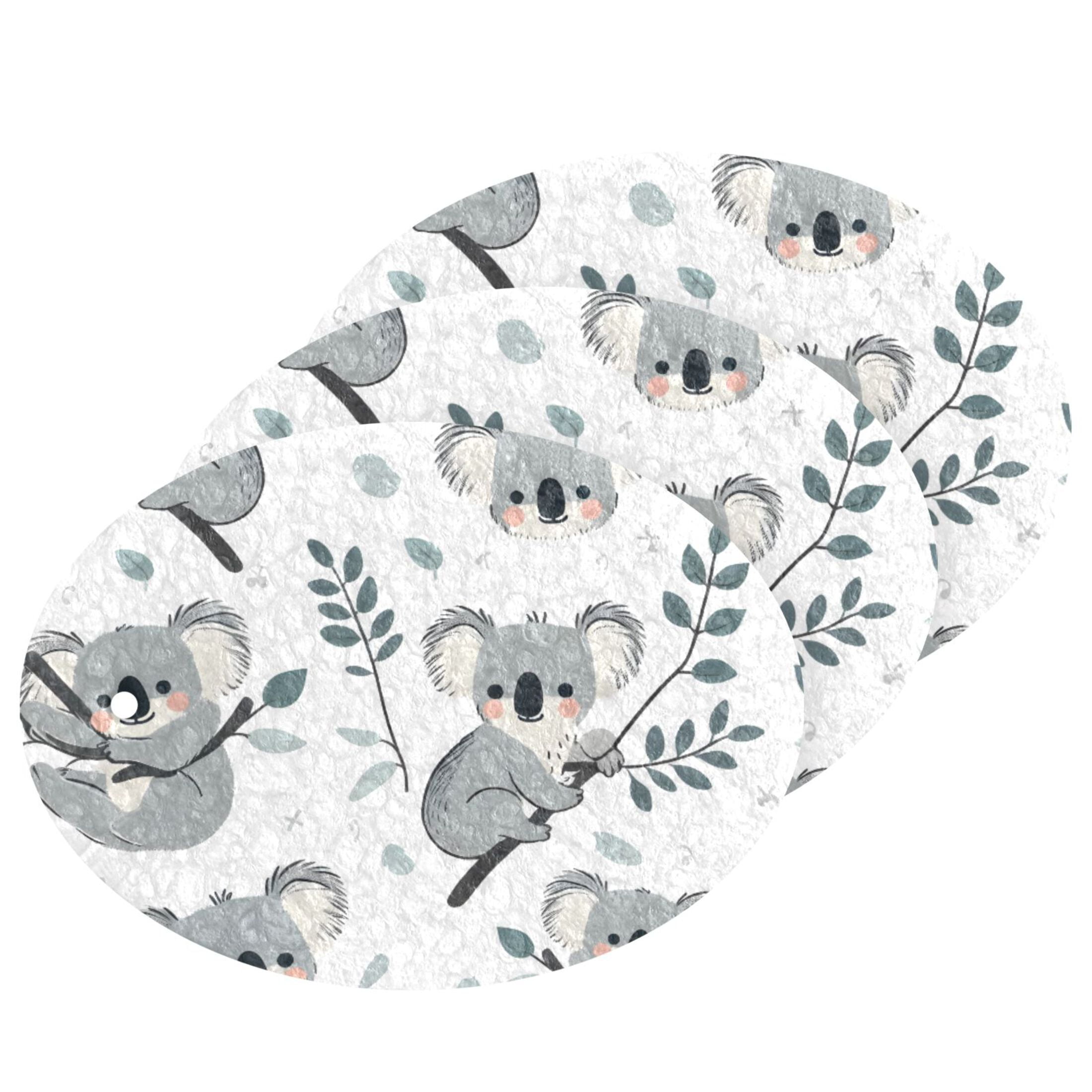 Koalas Leaves Grey 3 Pack Dish Sponges Bulk Natural Sponges Compressed ...
