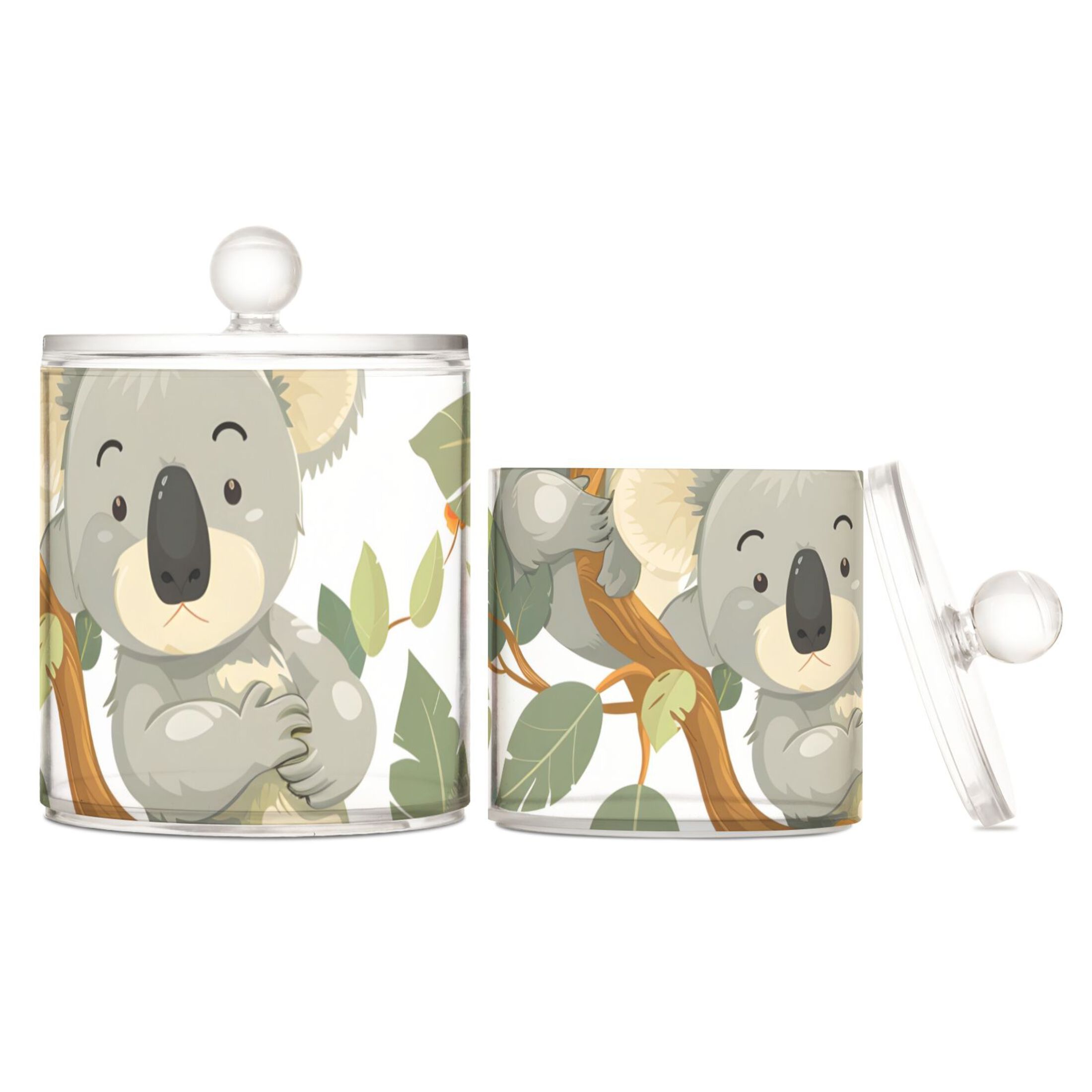 Koalas Lying on Branches Leaves Translucent Plastic Cans Storage ...