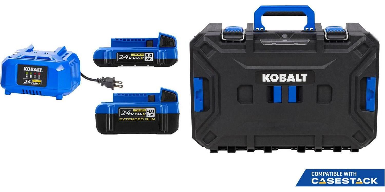 Kobalt 24-V 2-Pack Lithium-ion Battery Starter Kit with Toolbox (2 Ah ...