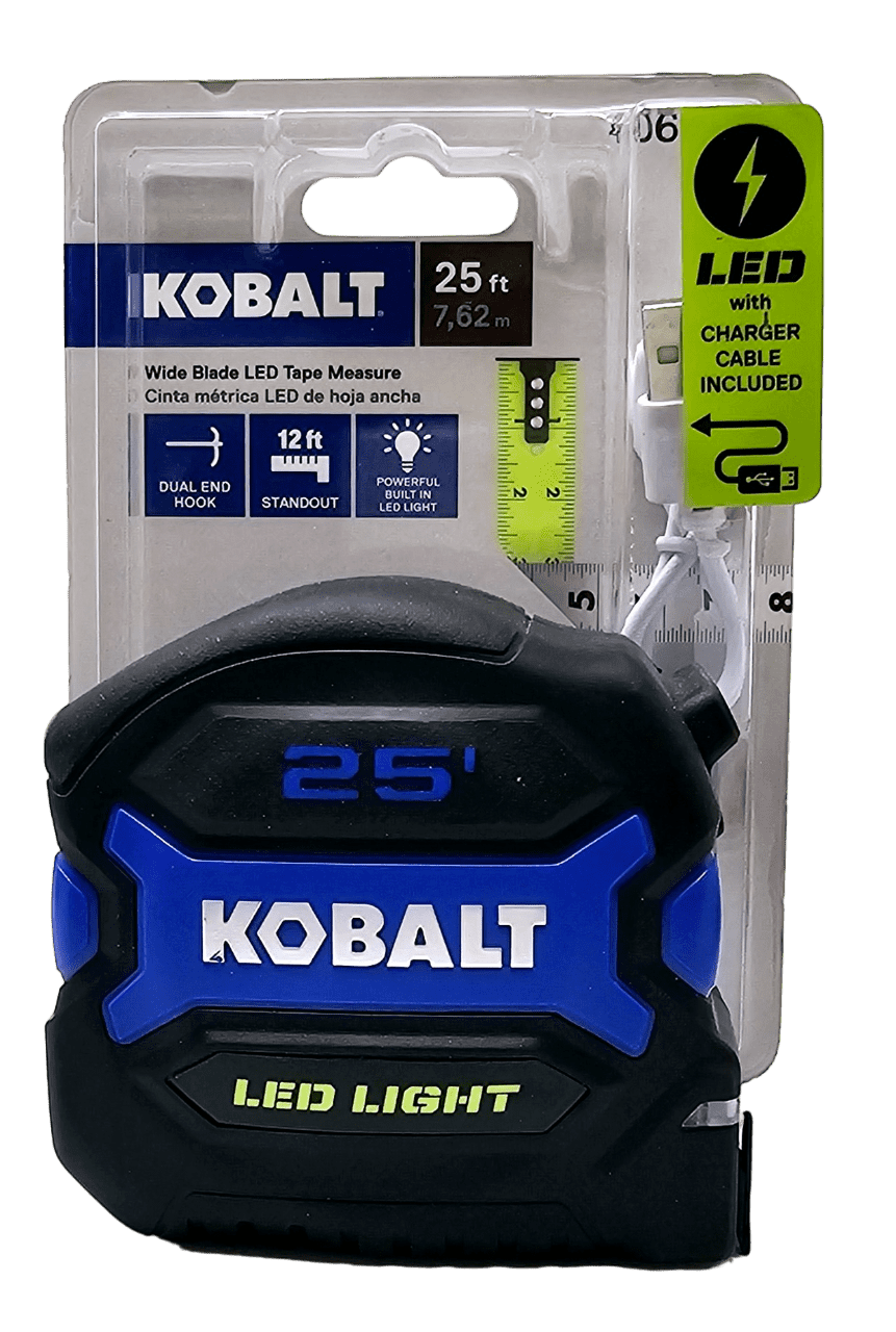 Kobalt 25ft Wide Blade LED Tape Measure - Walmart.com