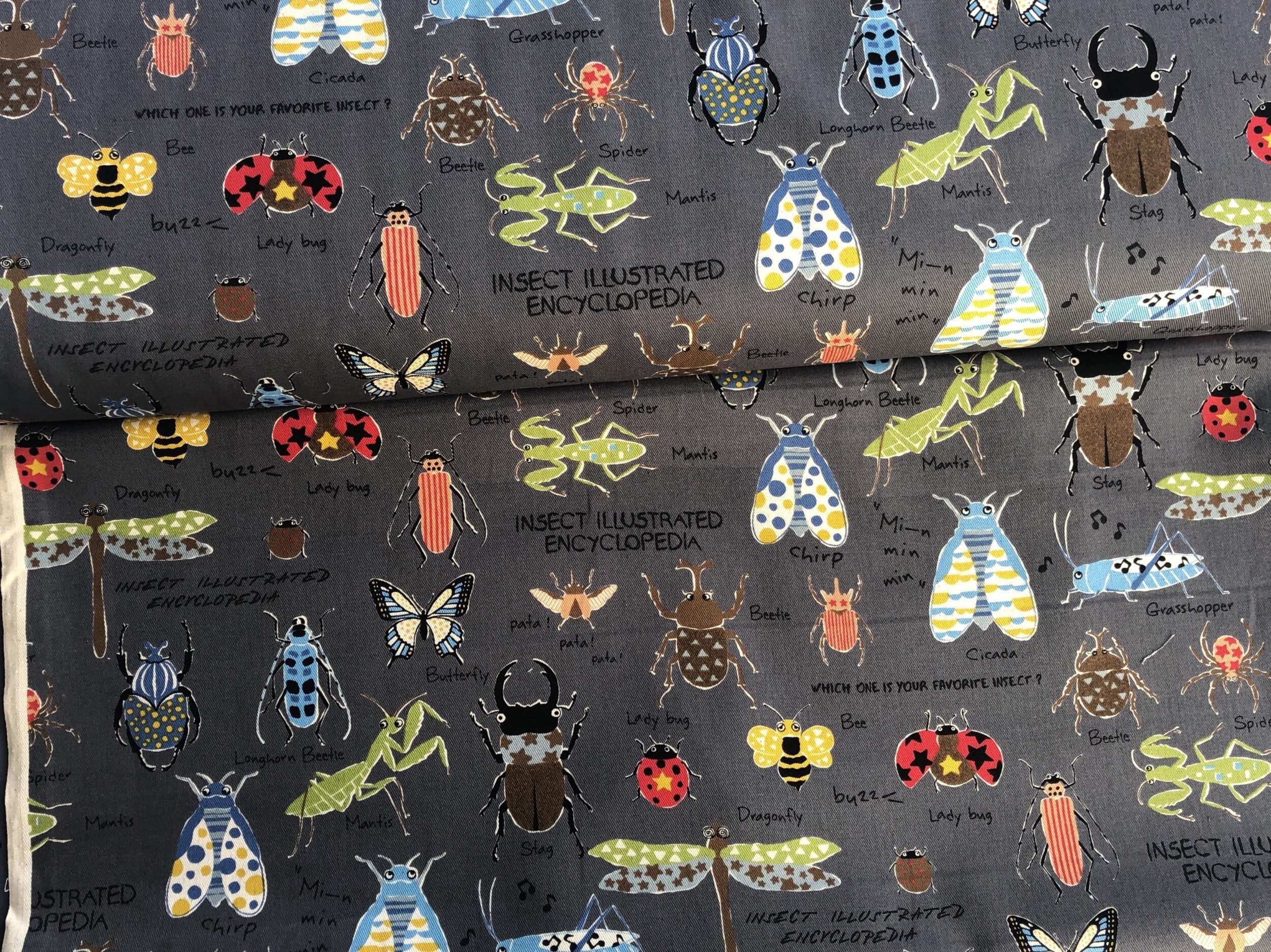 Kobayashi - Japanese Fabric - Insect - Bugs - Beetle - Cotton Twill ...