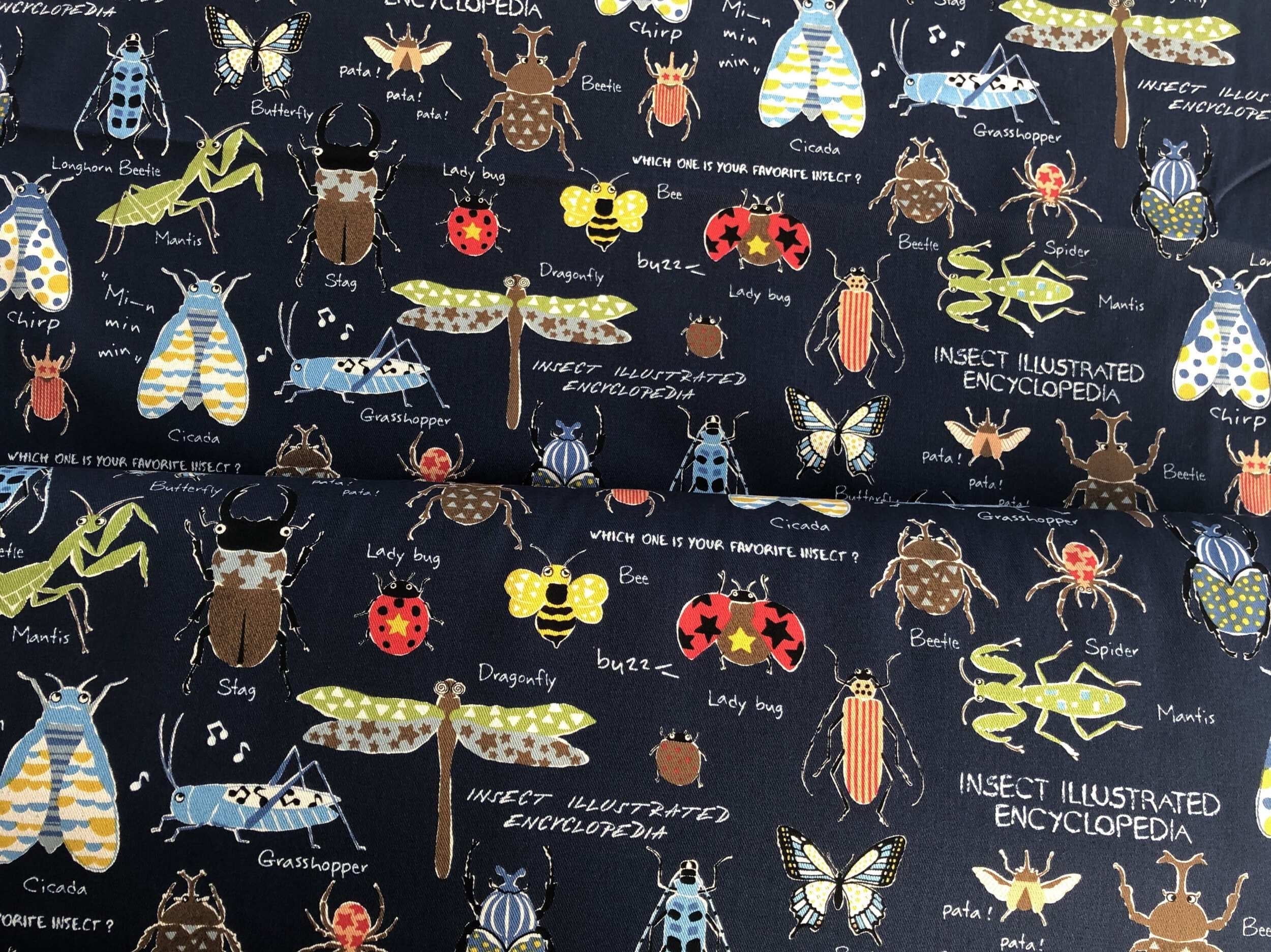 Kobayashi Butterfly Ladybug Beetle Printed Fabric - Insect Ideal for ...