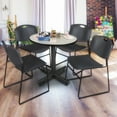 Regency Kobe 30 in. Round X-Base Breakroom Table- Maple, 4 Zeng Stack ...