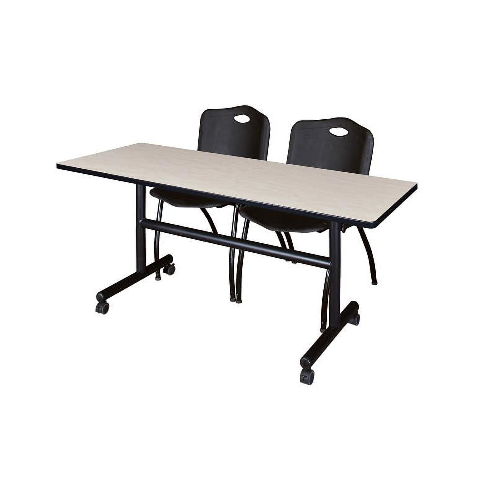 Kobe 60" Flip Top Mobile Training Table- Maple & 2 'M' Stack Chairs ...