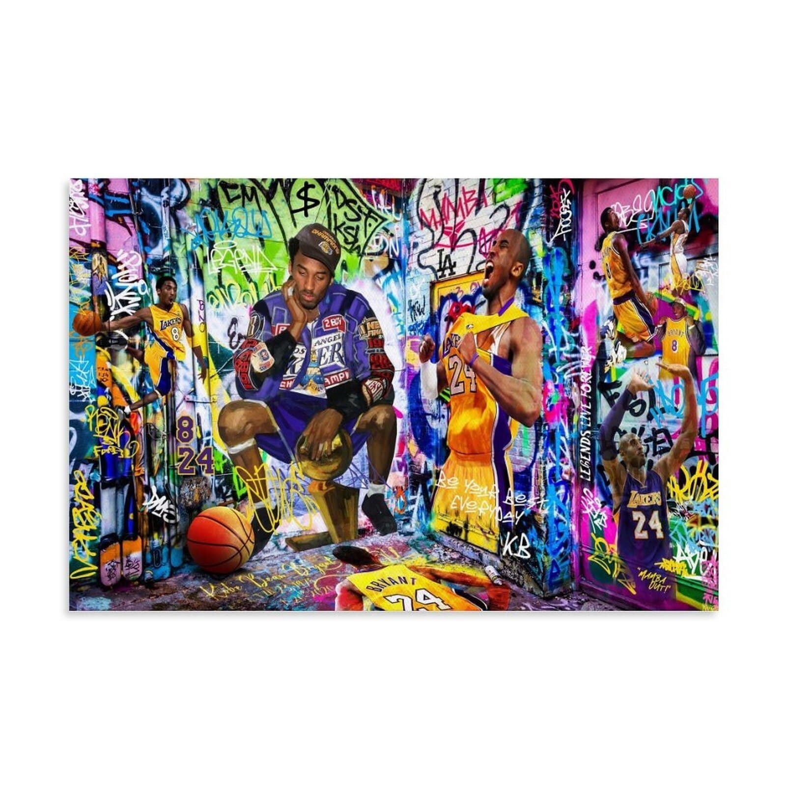 Kobe Basketball Bryant Graffiti Art Poster Sport Poster Canvas 90s Wall ...