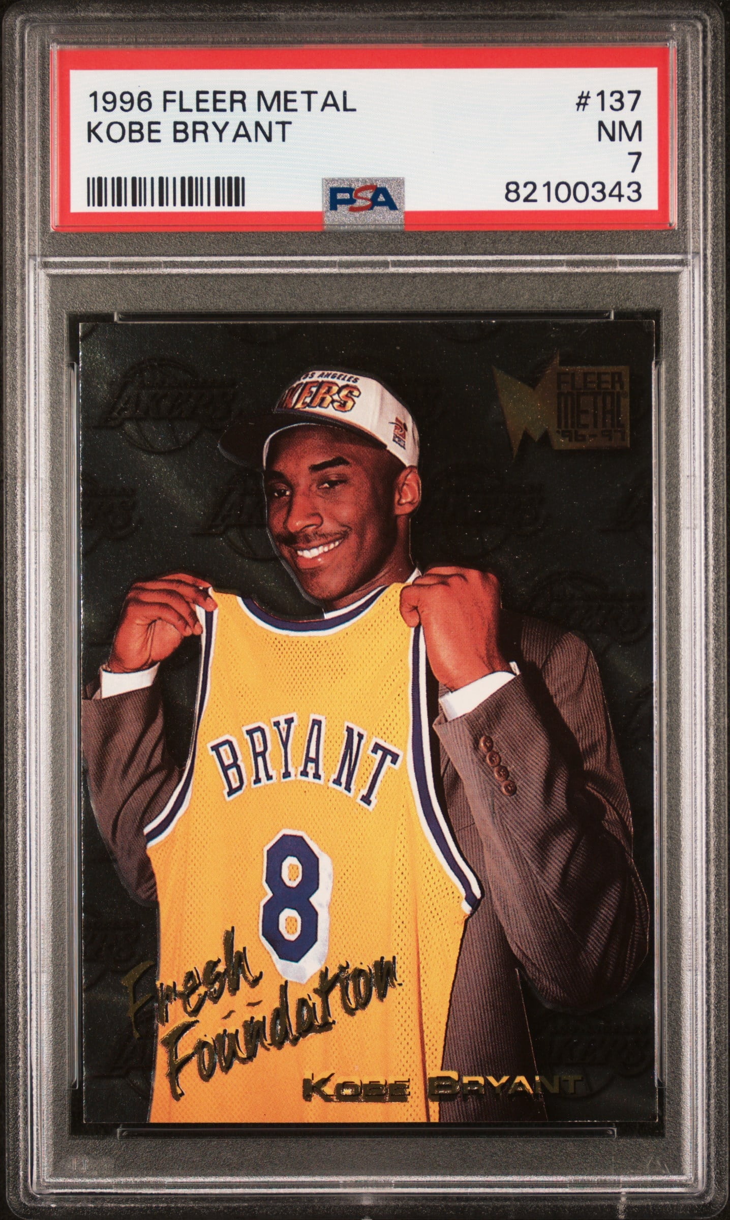 Kobe Bryant 1996 Fleer Metal Basketball Rookie Card #137 Graded PSA 7 ...