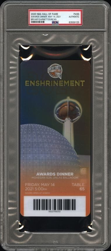 Kobe Bryant 2020 Basketball Hall of Fame Awards Dinner Ticket PSA/DNA ...