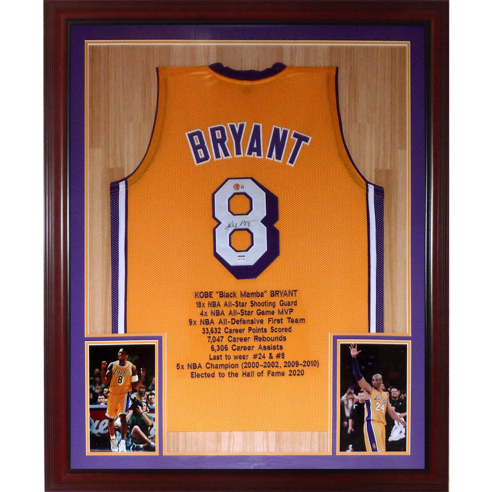 Kobe Bryant Autographed Los Angeles (Yellow #8 Embroidered STAT) Deluxe ...