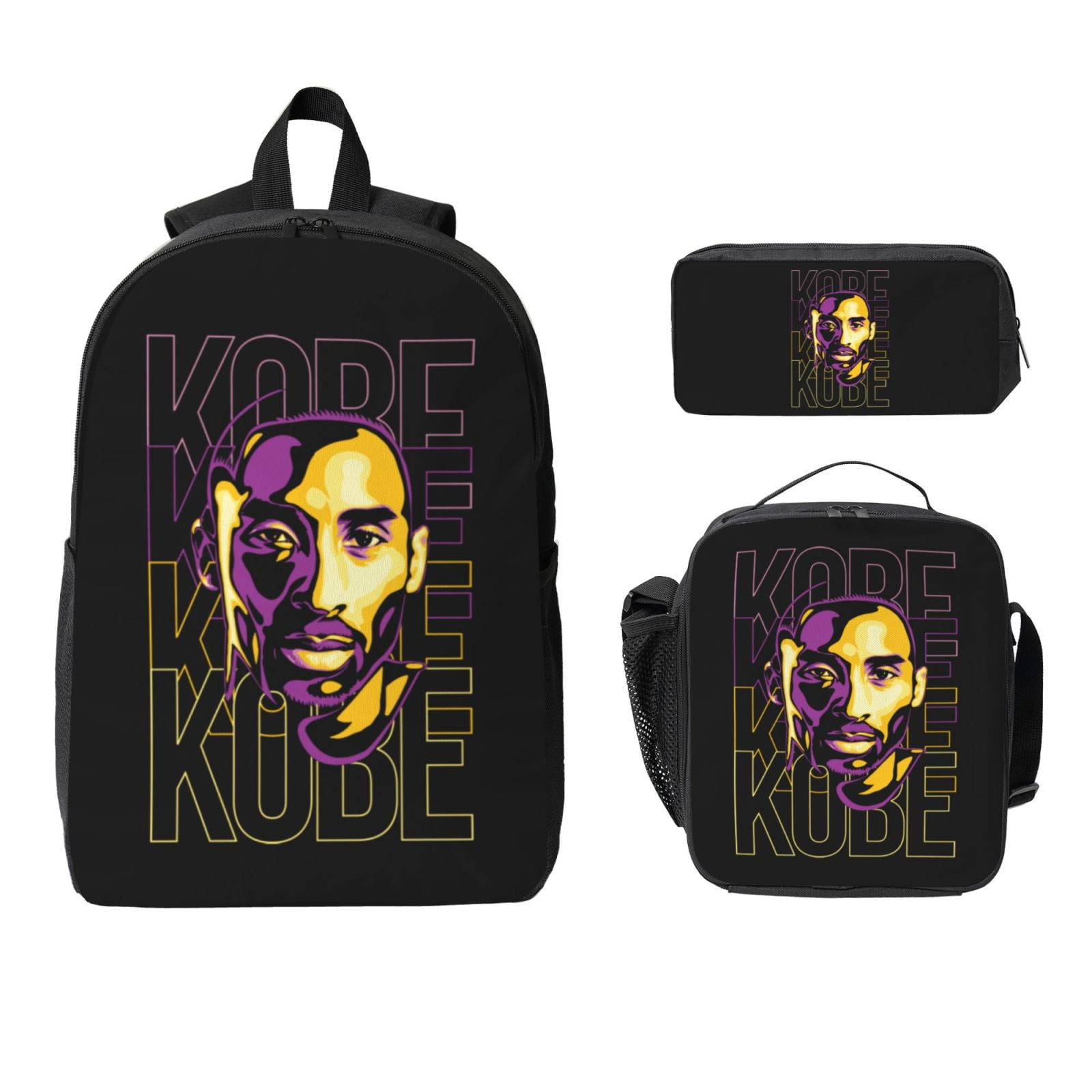 Kobe Bryant Backpack Set 3 Piece 17inch Bookbags Shoulder Lunch Bag and ...