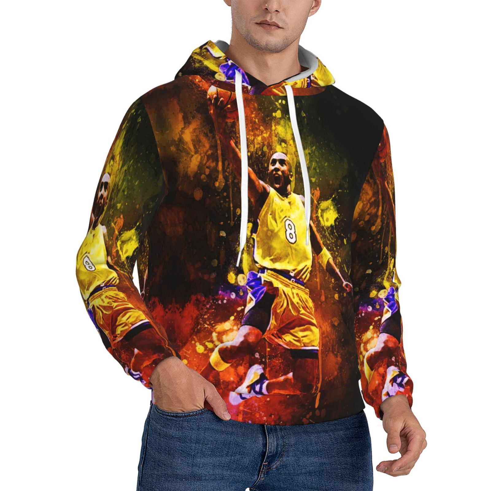 Kobe Bryant Hoodie Men's Soft Fleece Sweatshirt with Drawstring and ...
