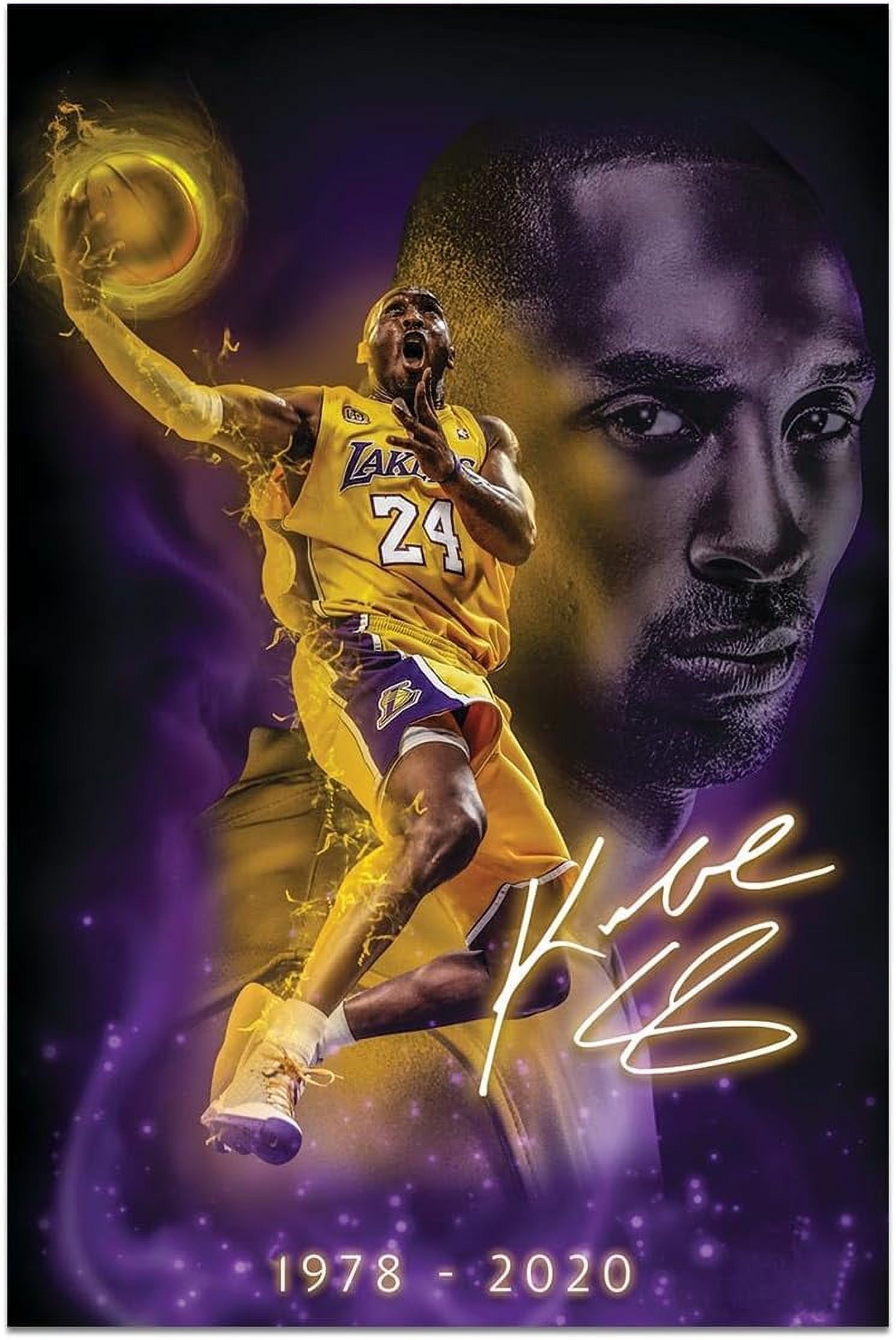 Kobe Bryant Inspirational Poster Canvas Wall Art, Basketball Star ...