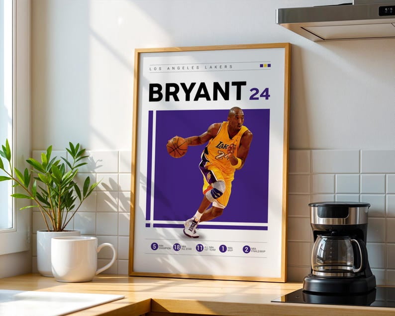 Kobe Bryant Lakers NBA Poster: Basketball Wall Art 8x12 UNFRAMED ...