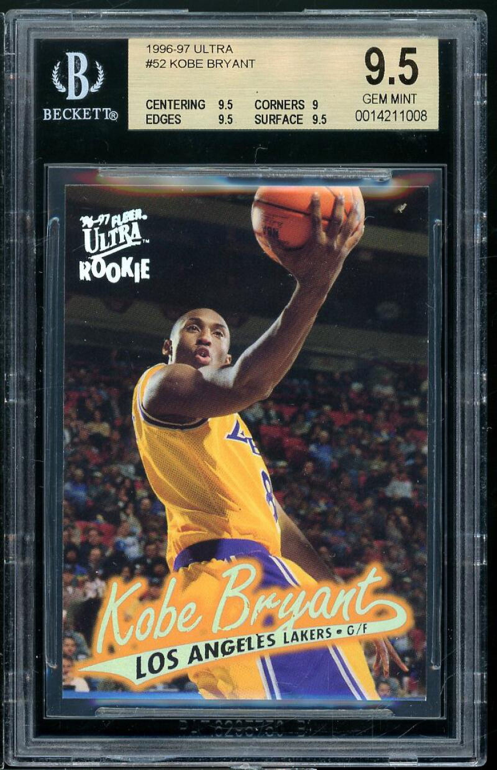 Kobe Bryant Rookie Card 1996-97 Ultra #52 BGS 9.5 (9.5 9 9.5 9.5 ...