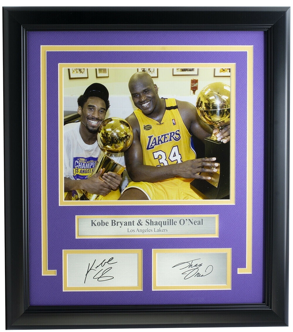 Kobe Bryant and Shaq Framed 8x10 Lakers Trophy Photo w/Laser Engraved ...