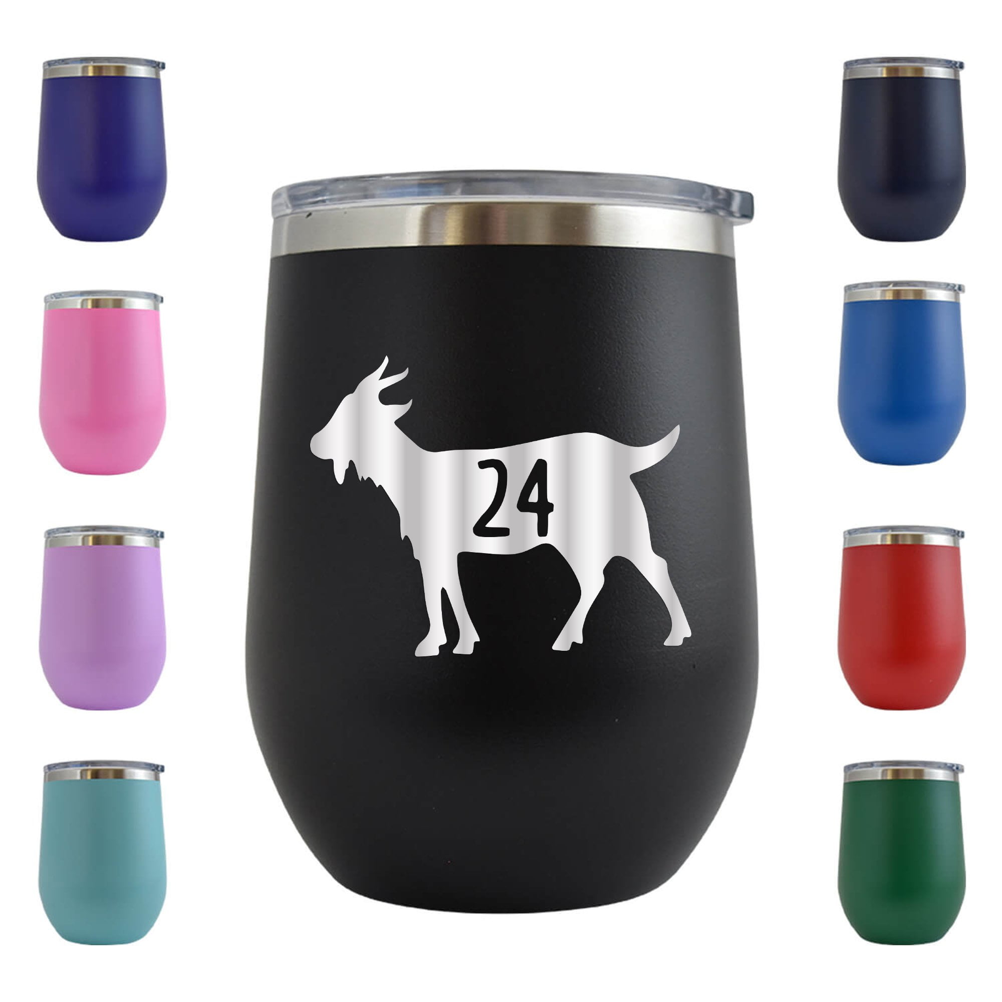 Kobe GOAT #24 Legend Never Forget - Engraved 12 oz Black Wine Cup ...