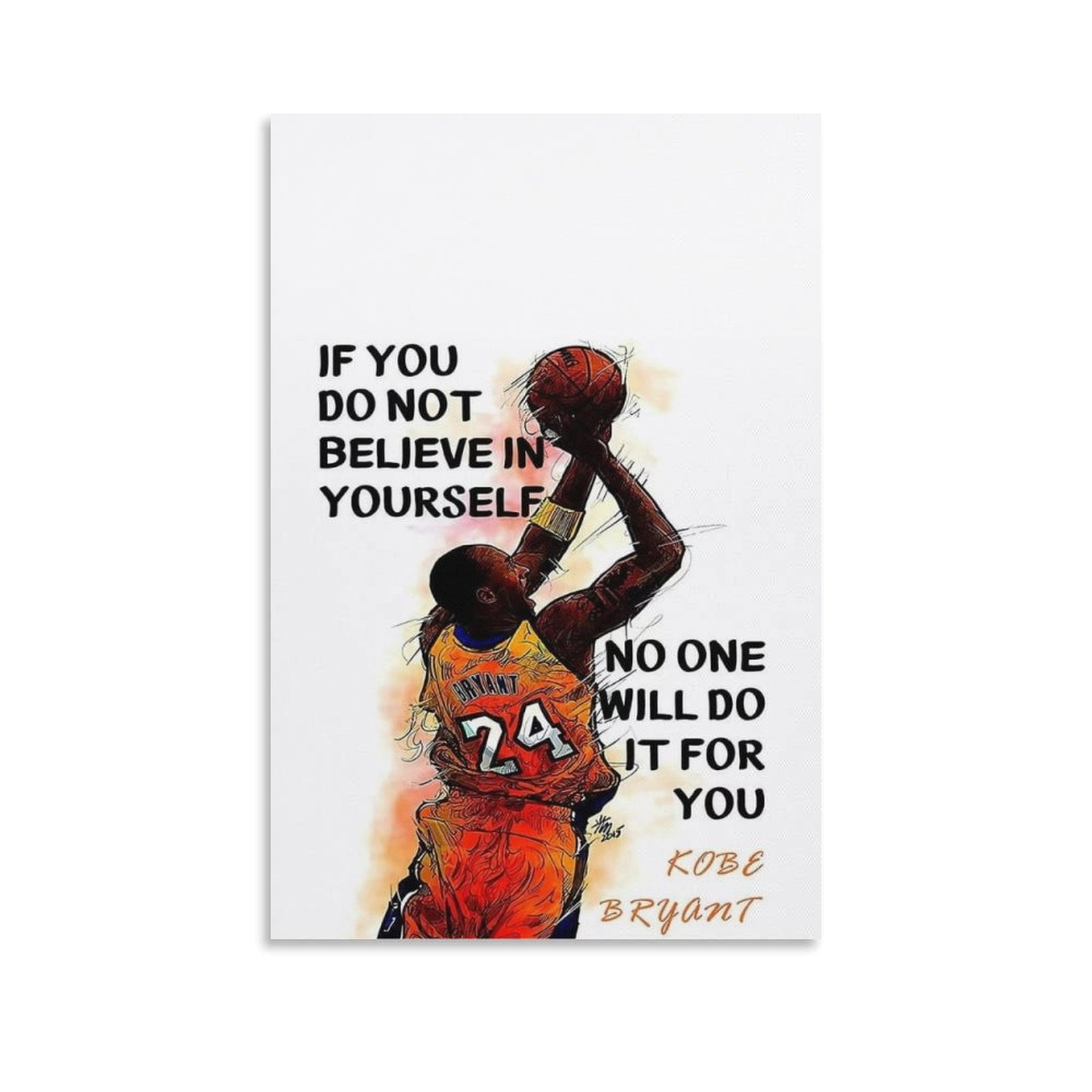Kobe Inspired Basketball Poster - 8x12 Inch Unframed Wall Art for Dorms ...