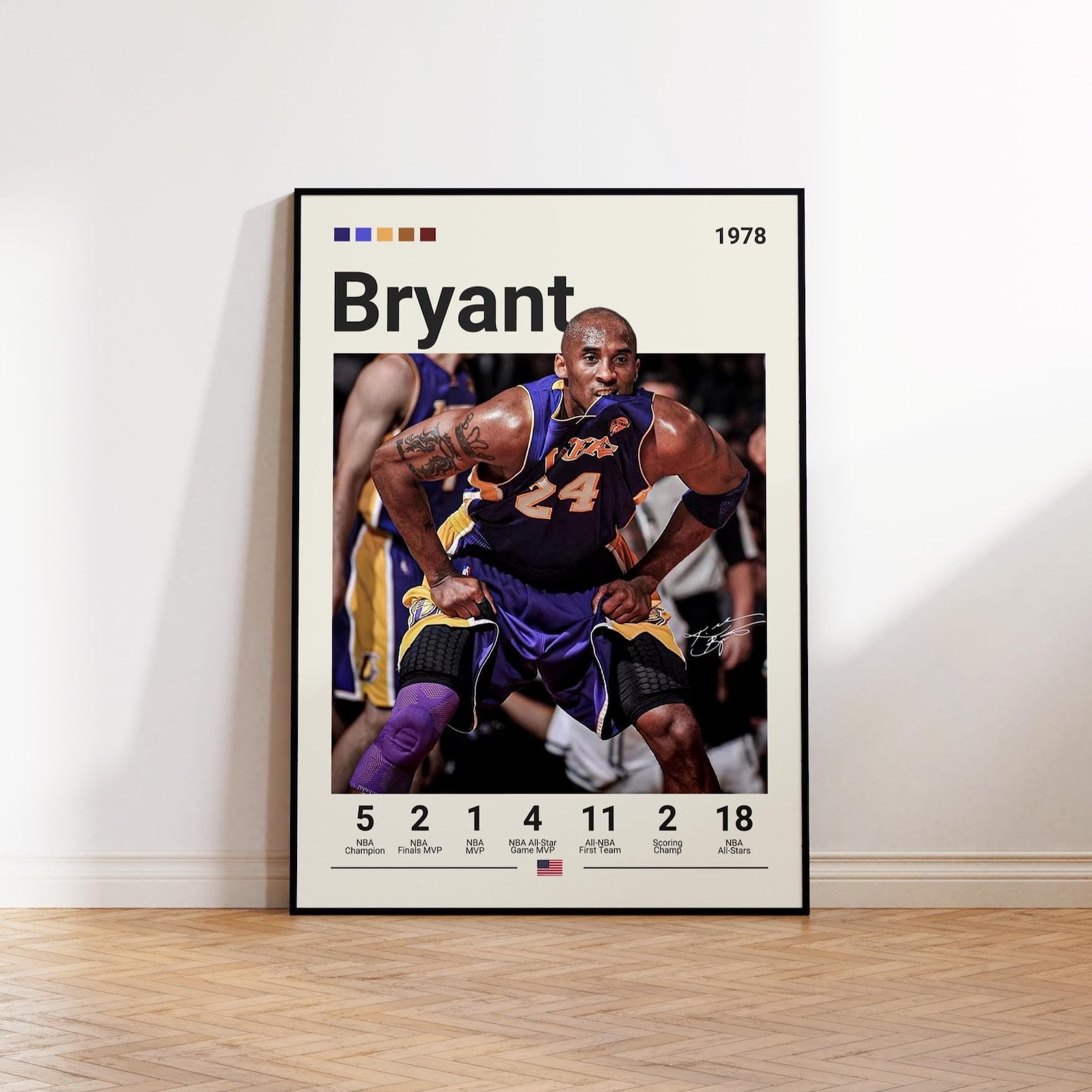 Kobe Poster Bryant Basketball Legend Portrait Poster Style Sports Room ...