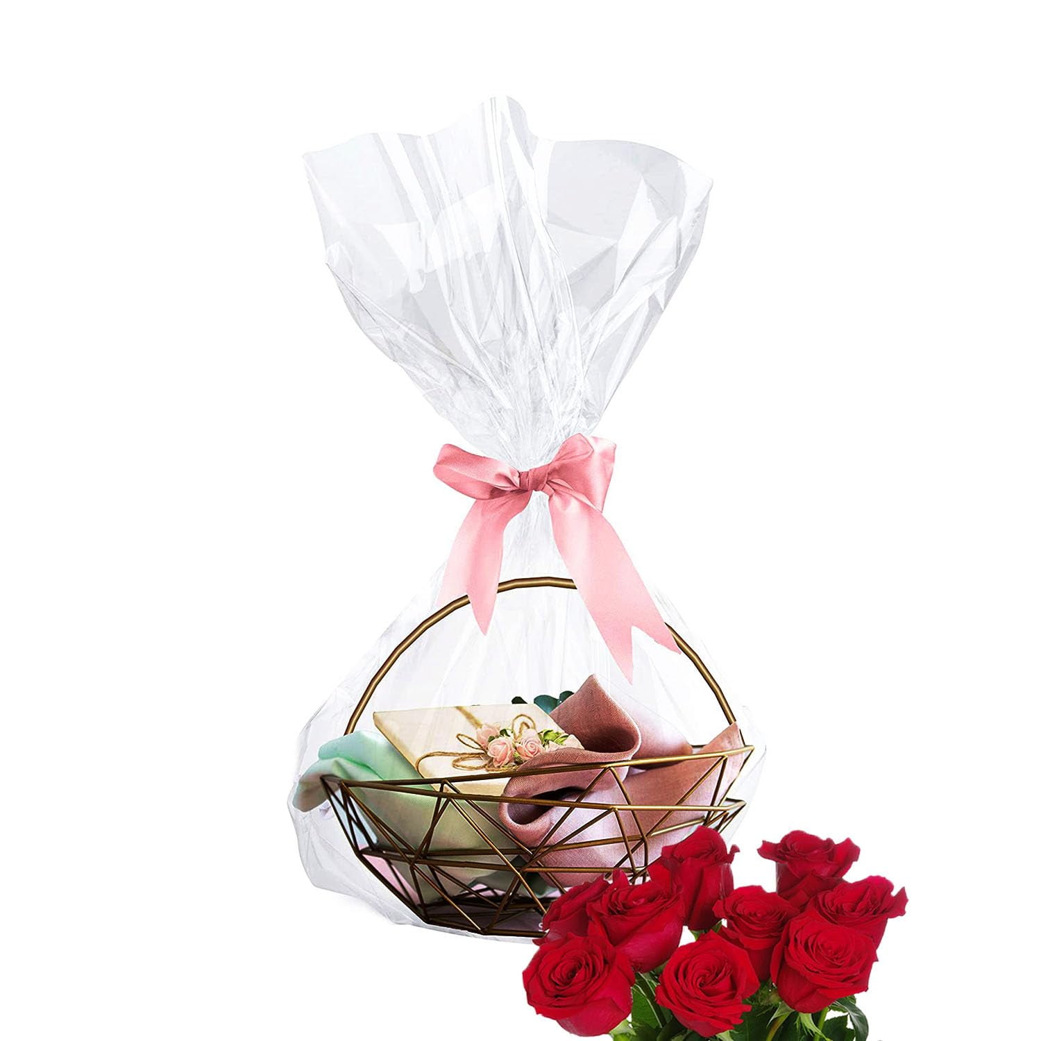 KoberrLi 12x18 inch Gift Basket Wrapping Plastic Bags 10 Count Clear ...