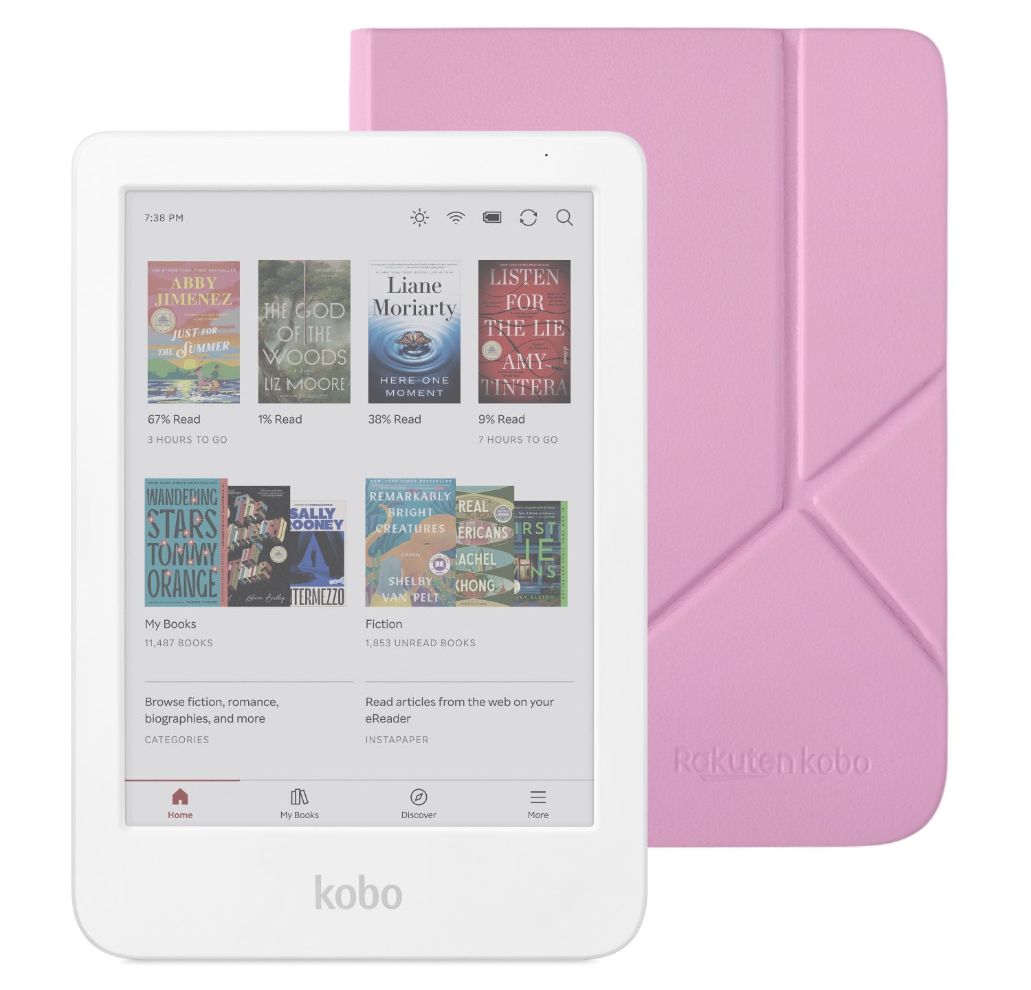 Kobo Clara Colour eReader White with Candy Pink SleepCover Case Bundle ...