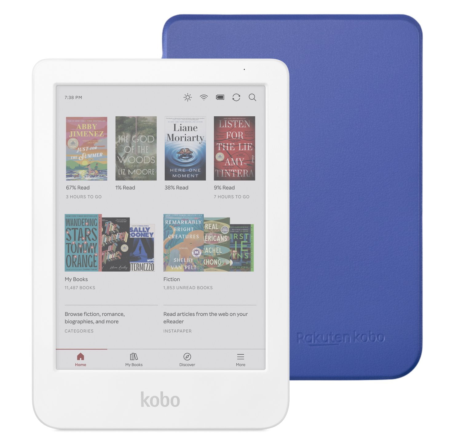 Kobo Clara Colour eReader White with Cobalt Blue Basic SleepCover Case ...