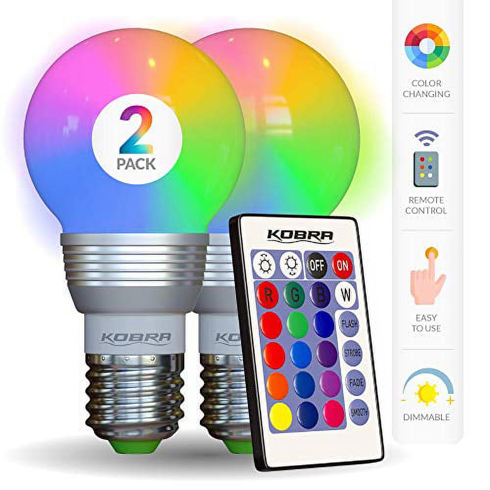Kobra LED Color Changing Light Bulb with Remote Control - 16 Different Color Choices Smooth ...