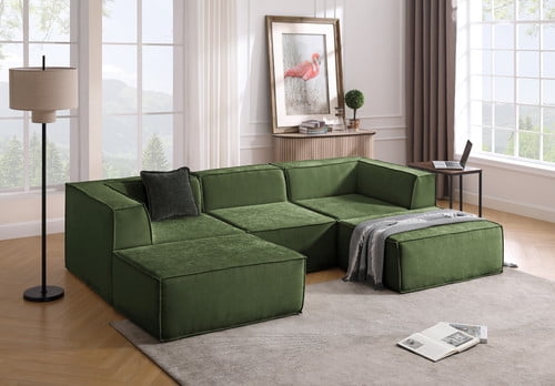 Koby Home Sectional Compressed Sofa Set 5pcs Chenille Couches for ...