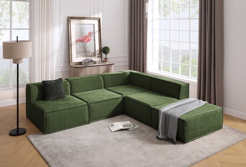 Koby Home Sectional Compressed Sofa Set 5pcs Chenille Couches for ...