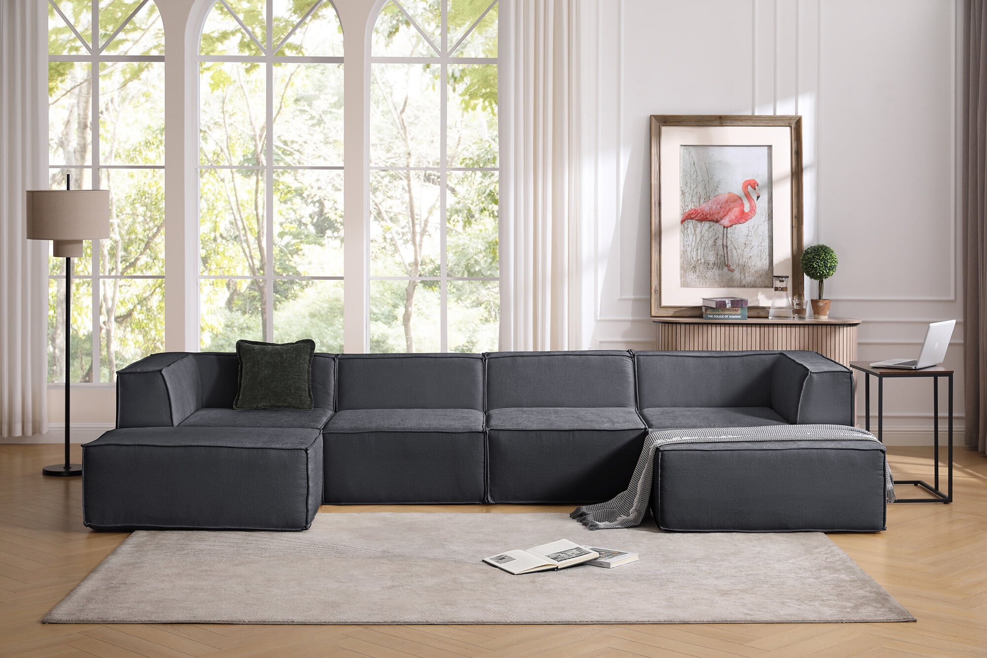 Koby Home Sectional Compressed Sofa Set 6pcs Chenille Couches for ...