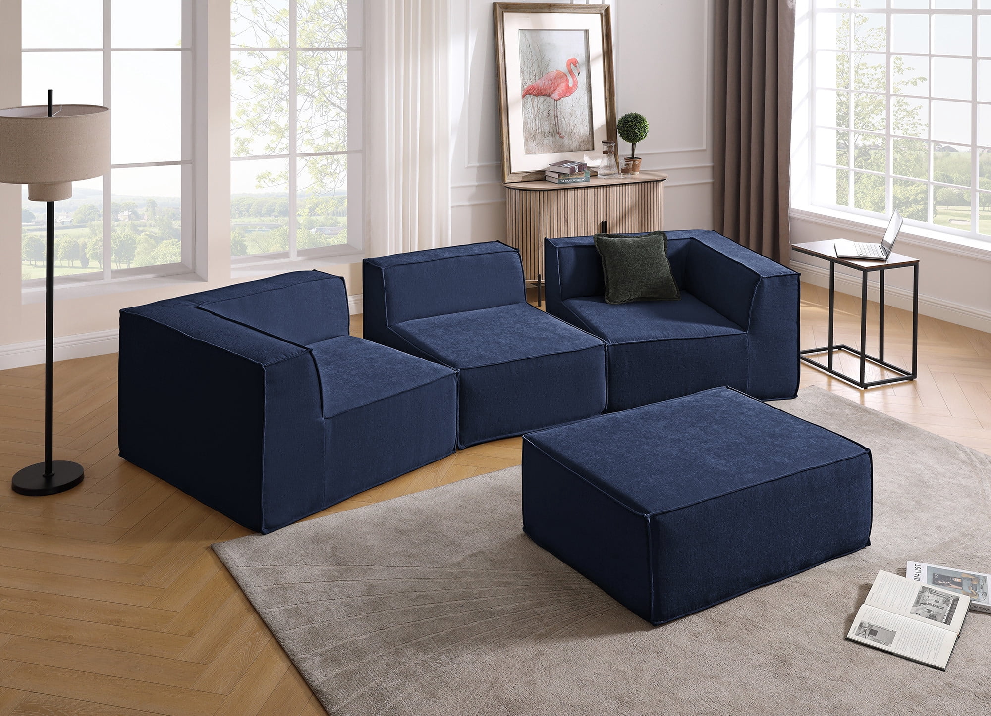 Koby Home Sectional Compressed Sofa Set 4pcs Chenille Couches for ...