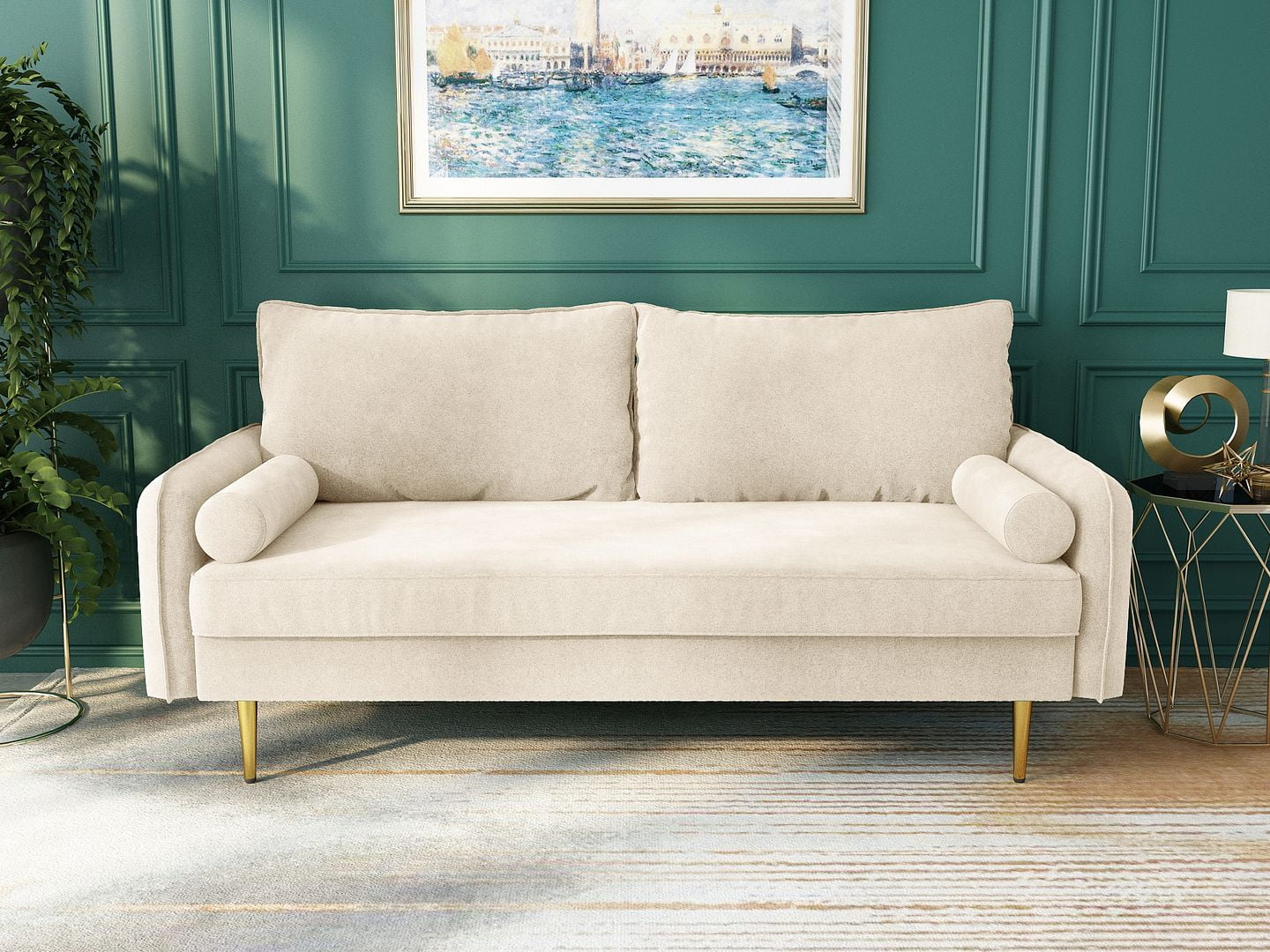 Koby Home Sectional Sofa Velvet Sleeper Sofas 70" Couch 3-Seater ...