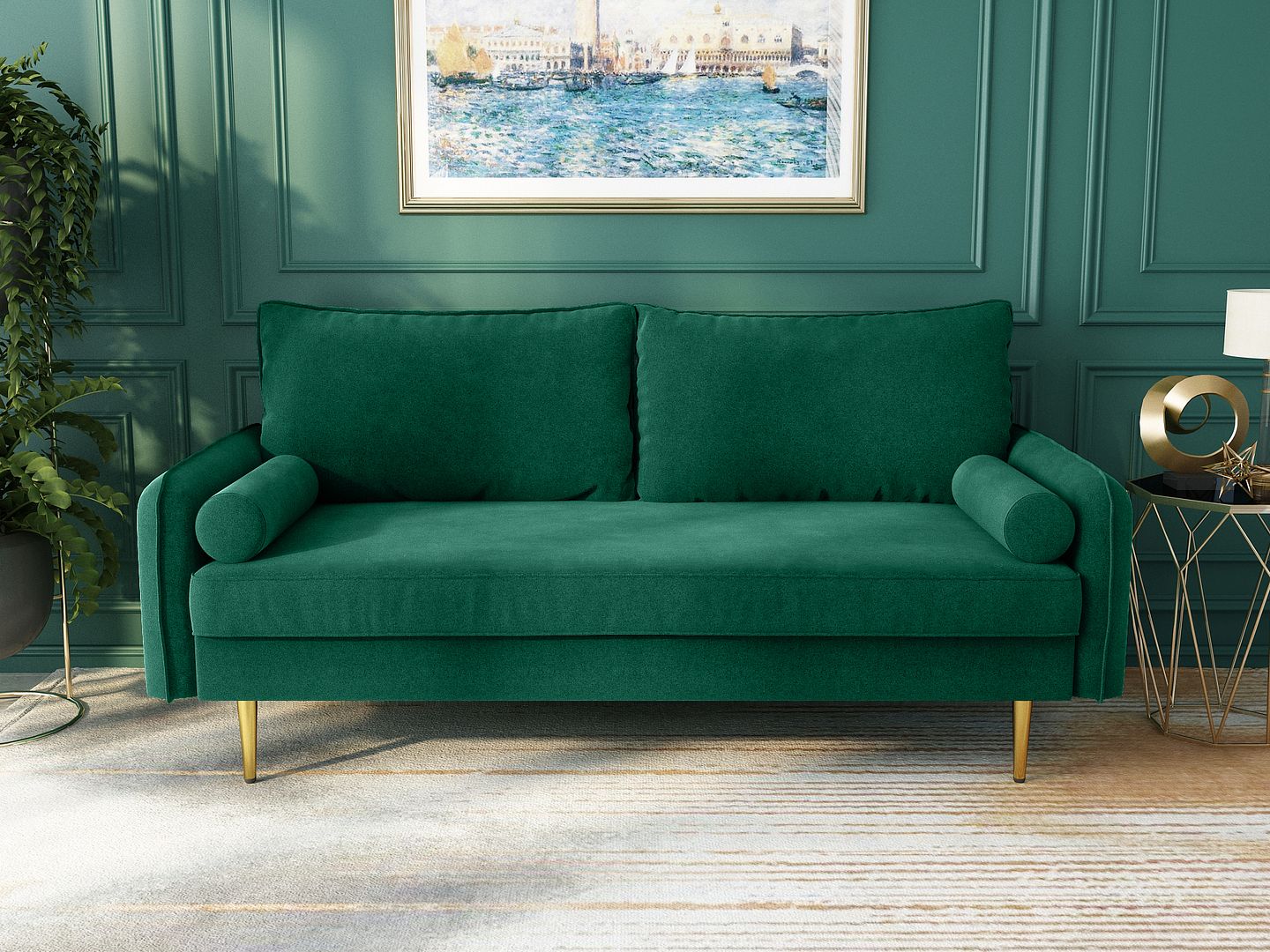 Koby Home Sectional Sofa Velvet Sleeper Sofas 70" Couch 3-Seater ...