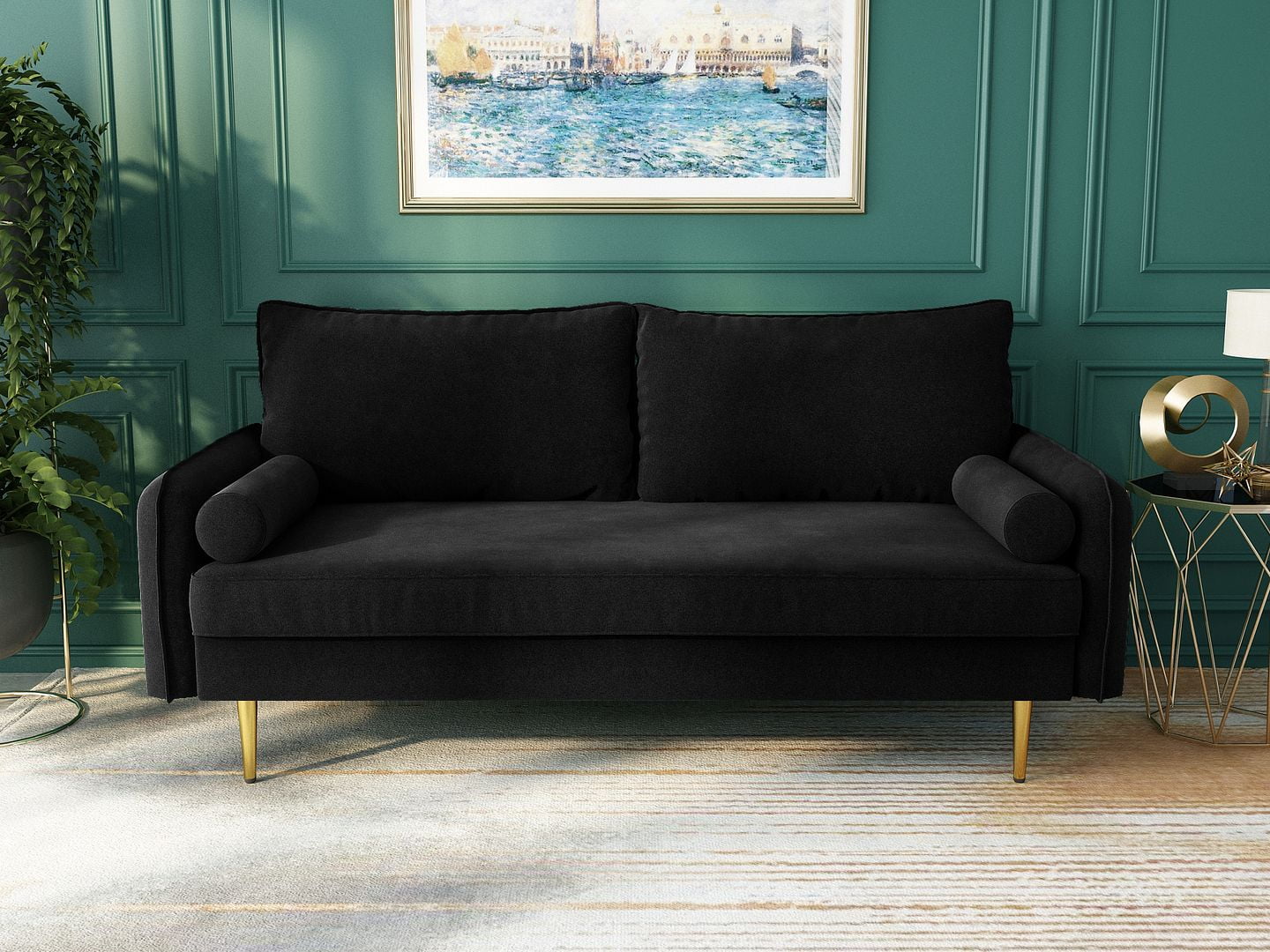 Koby Home Sectional Sofa Velvet Sleeper Sofas 70" Couch 3-Seater ...