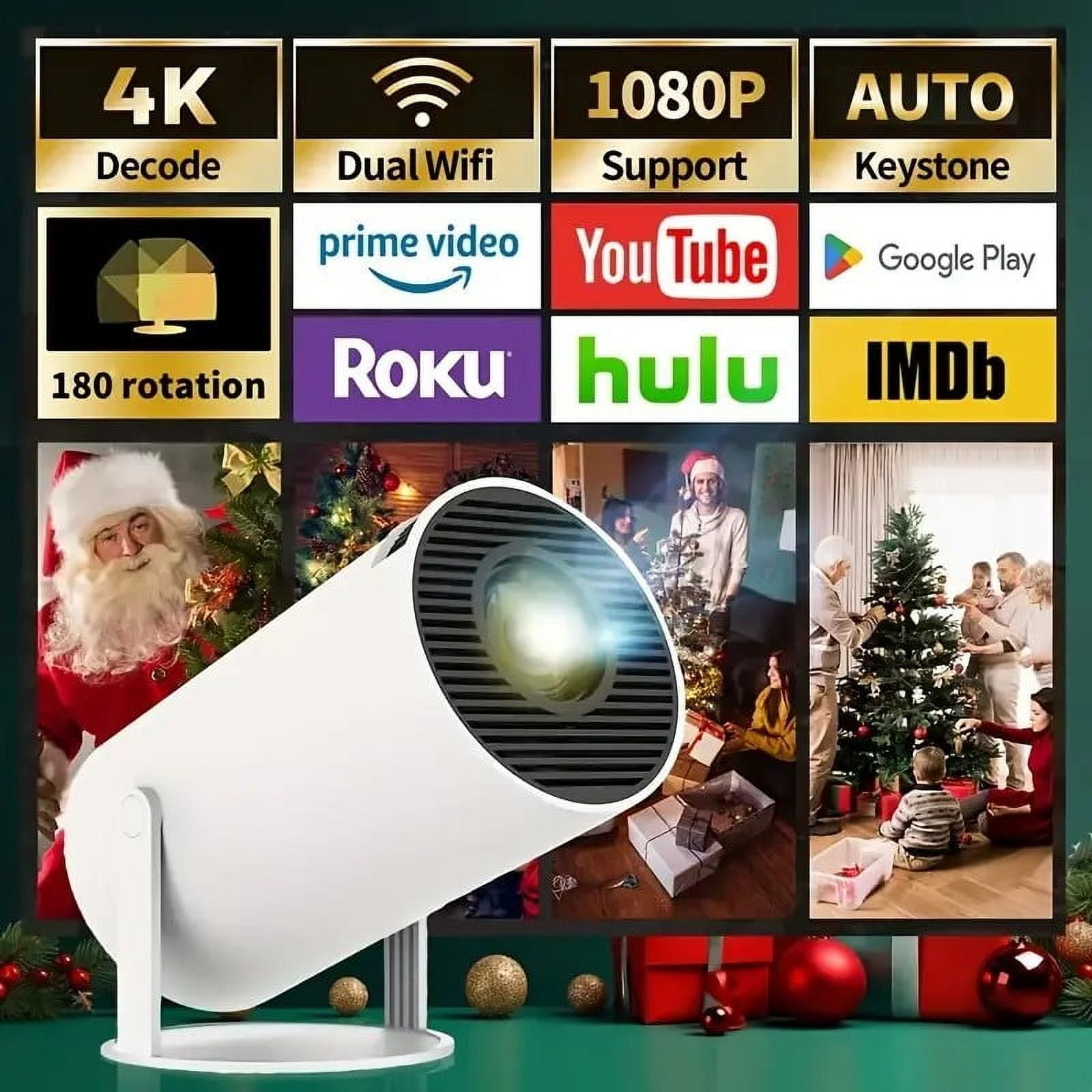 Kocbelle 4K Mini Projector, Ultra-Portable Smart WiFi with Dual WLAN ...
