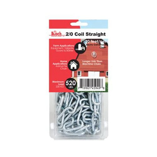 Koch A10922 2/0 by 20-Feet Coil Straight Chain, Zinc Plated - Walmart.com
