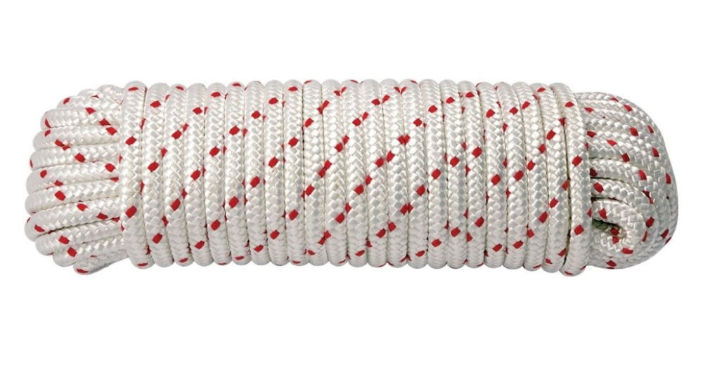Koch Industries 5241025 Polyester Diamond Braid Rope White with Red ...