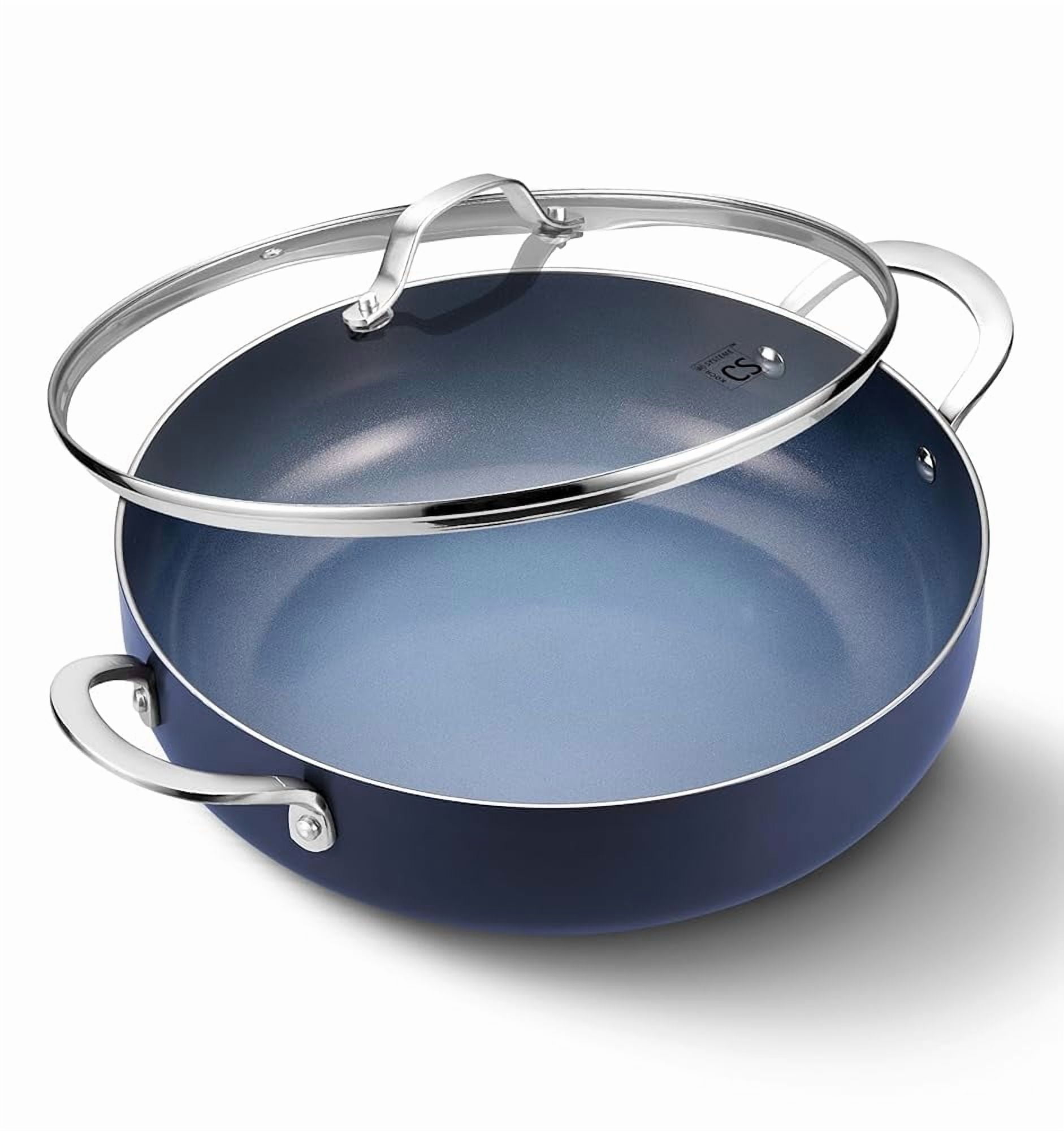 Koch Systeme CS 12 inch Saute Pan with Lid, 5.5-Quart Deep Frying Pan ...