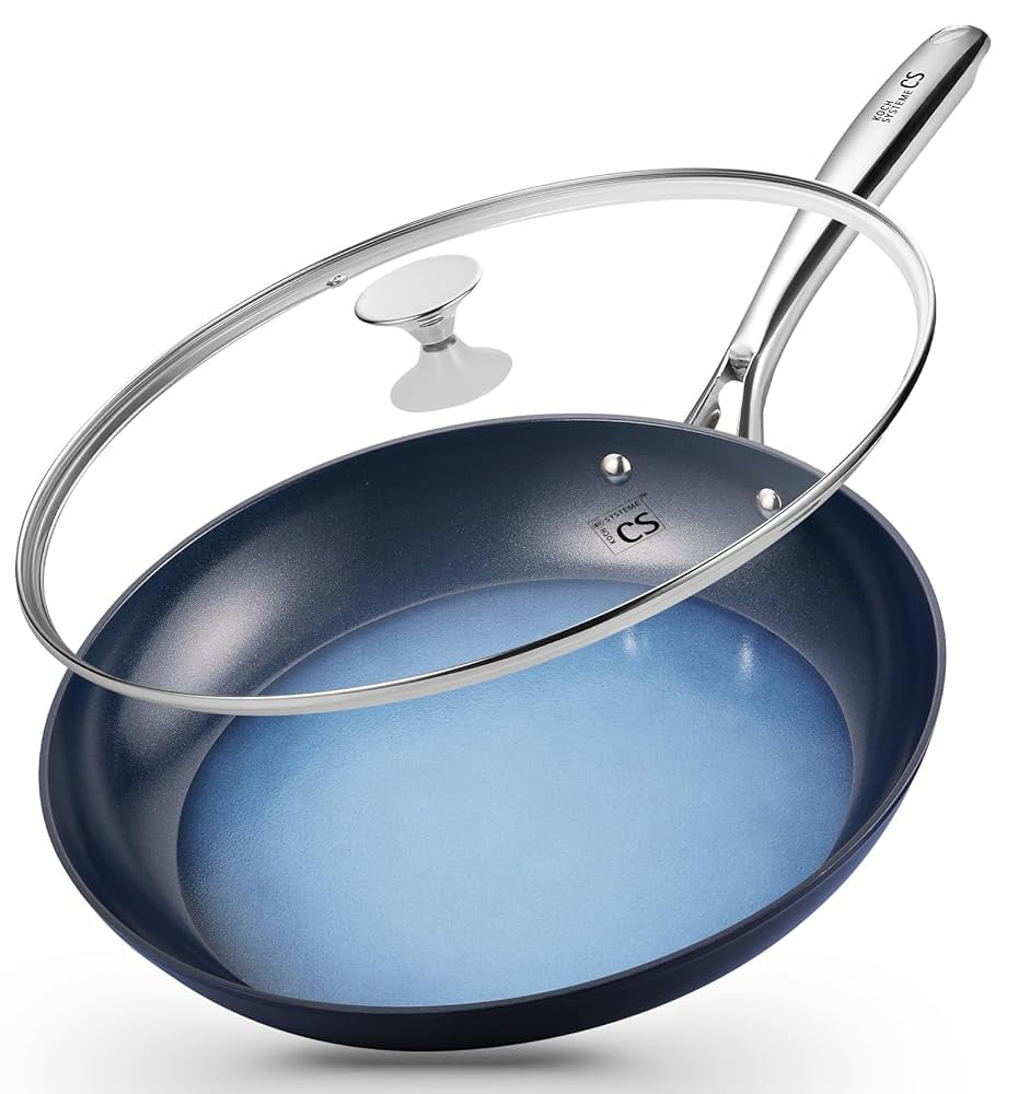 Koch Systeme CS 14 inch Ceramic Nonstick Frying Pan with Lid, Large ...
