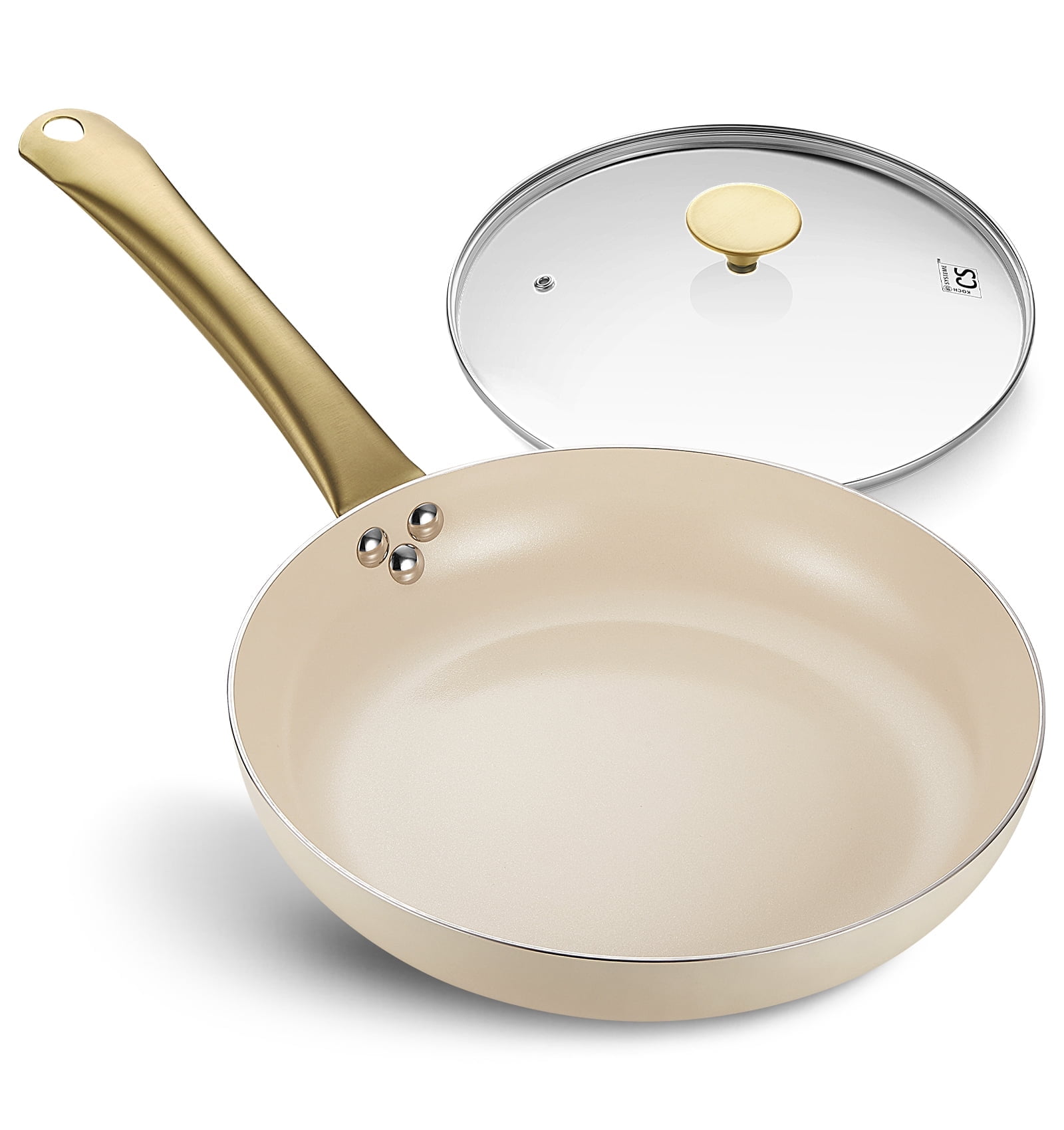Koch Systeme CS 8" Aluminum Frying Pan with Lid, Non-stick Frying Pan ...