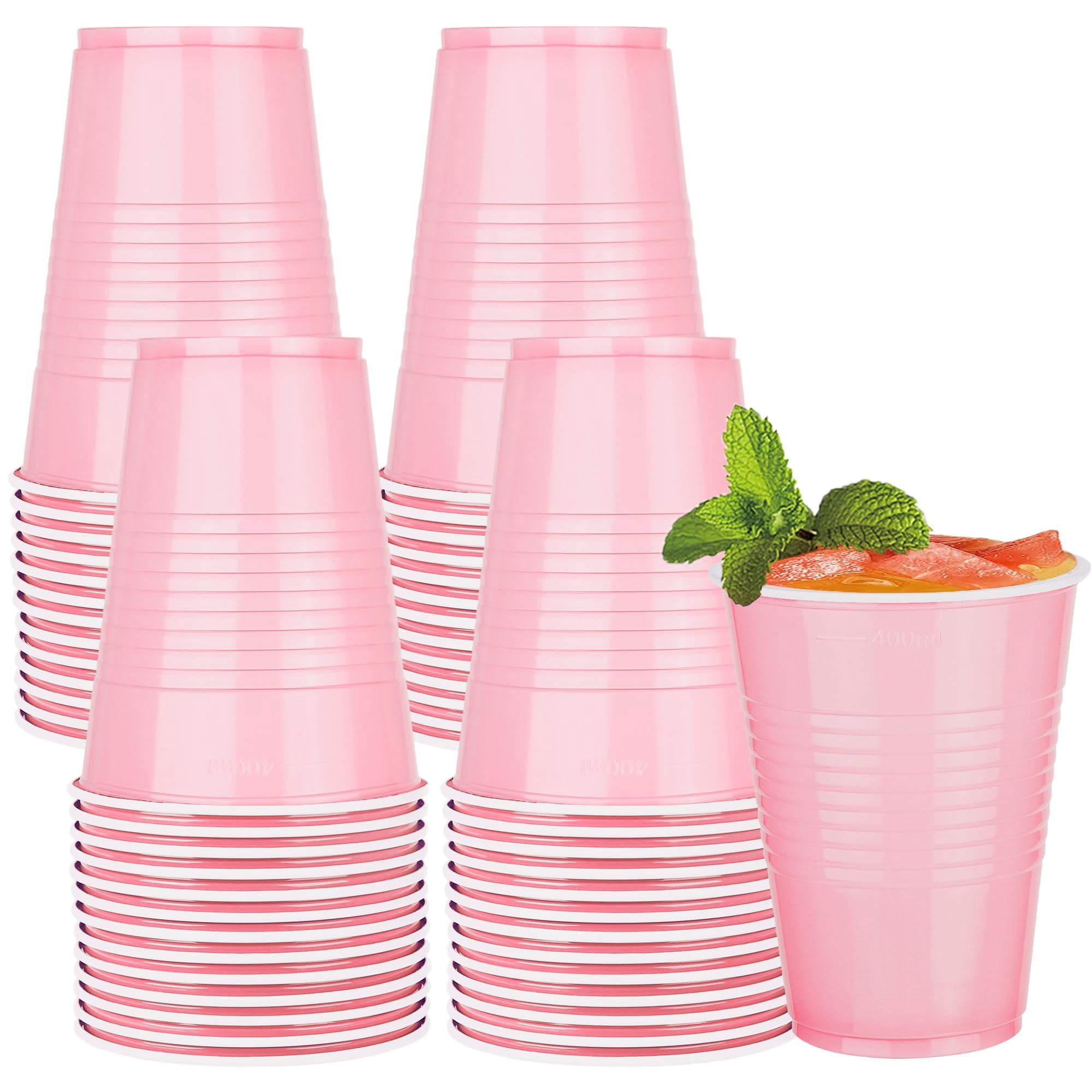 Kochorie 50 Pack 16 Ounce Disposable Plastic Cups Light Pink Plastic ...