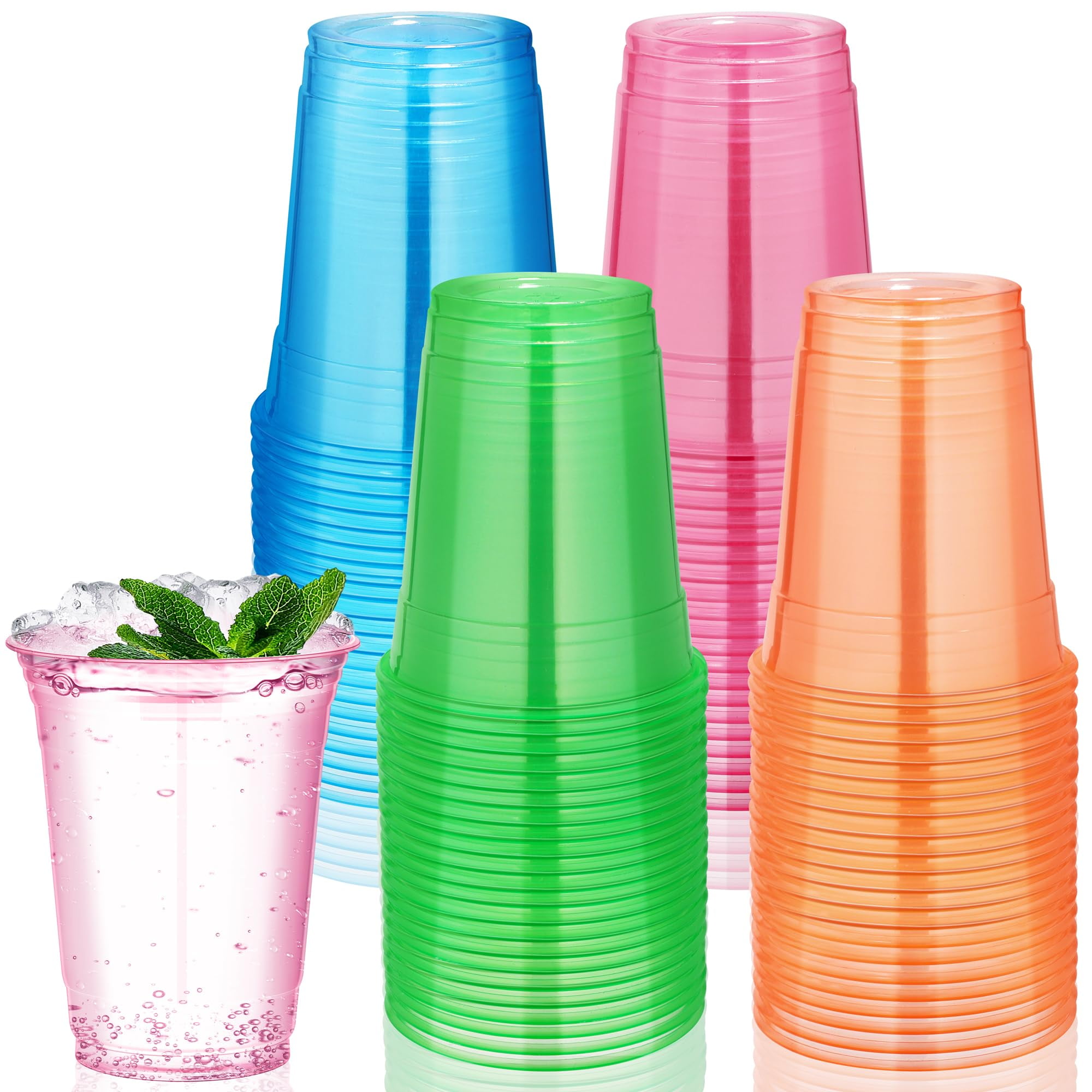 Kochorie 60 Pack AJH3 12 Oz Plastic Neon Cups Glowing Party Cups 4 ...