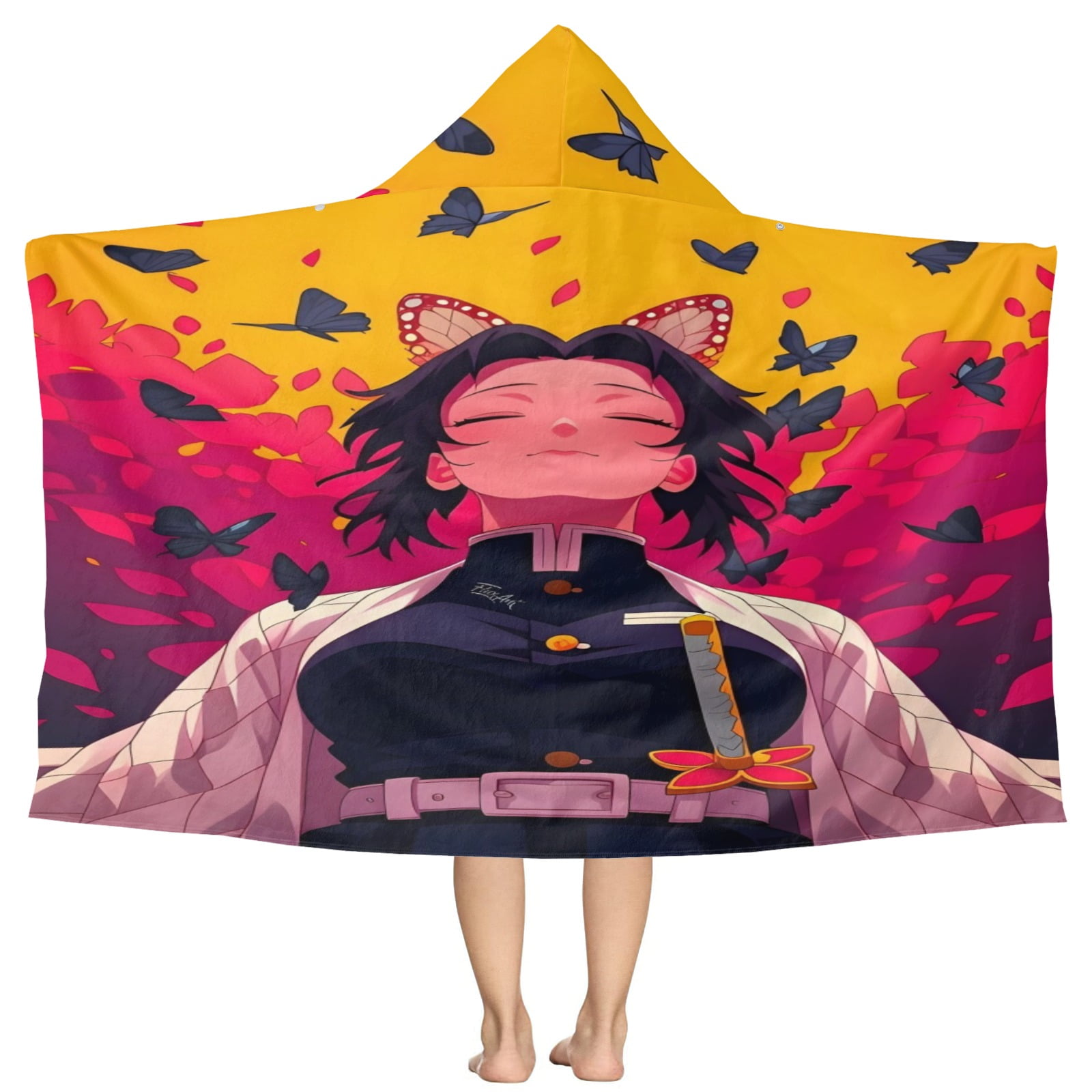 Kochou Shinobu Pattern Beach Poncho - Microfiber - Towel - Kids ...