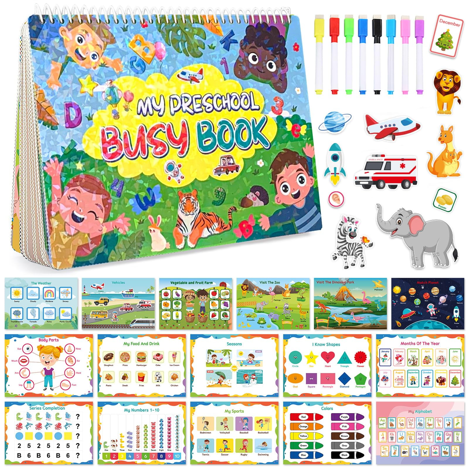 Kococaty Busy Book for OIF8 Toddlers, 32 Themes Preschool Learning ...